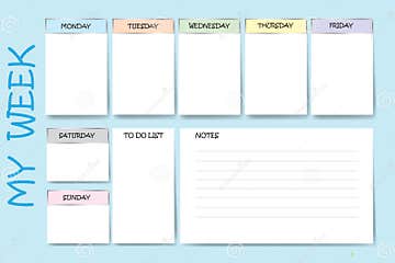 My Week Planner Vector in Blue Color Stock Vector - Illustration of ...