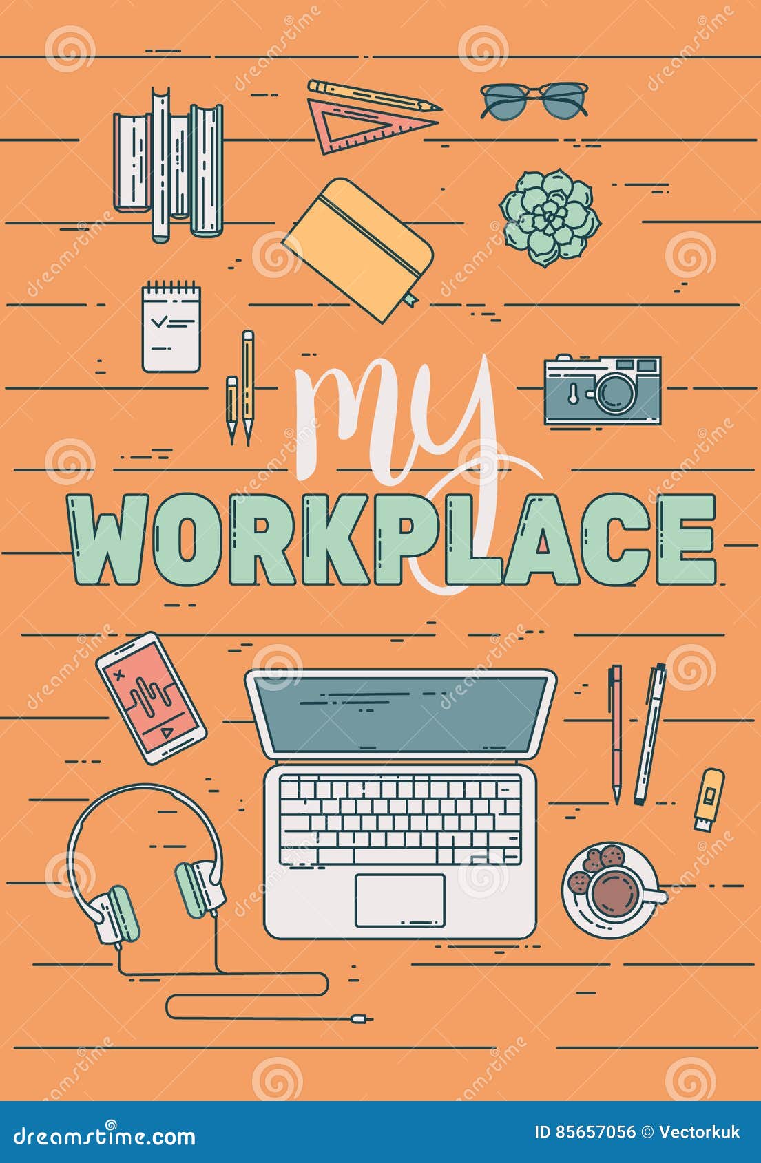 My workplace poster stock vector. Illustration of concept - 85657056