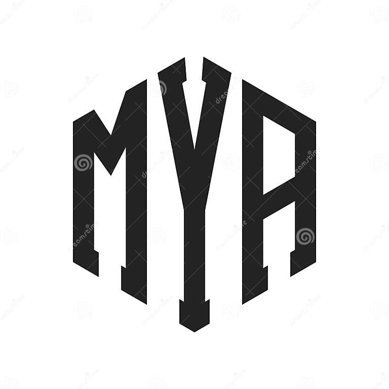 MYA Logo Design. Initial Letter MYA Monogram Logo Using Hexagon Shape ...