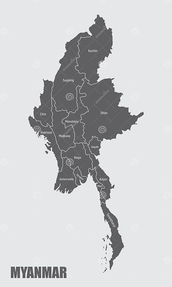 Myanmar administrative map stock vector. Illustration of atlas - 317798167