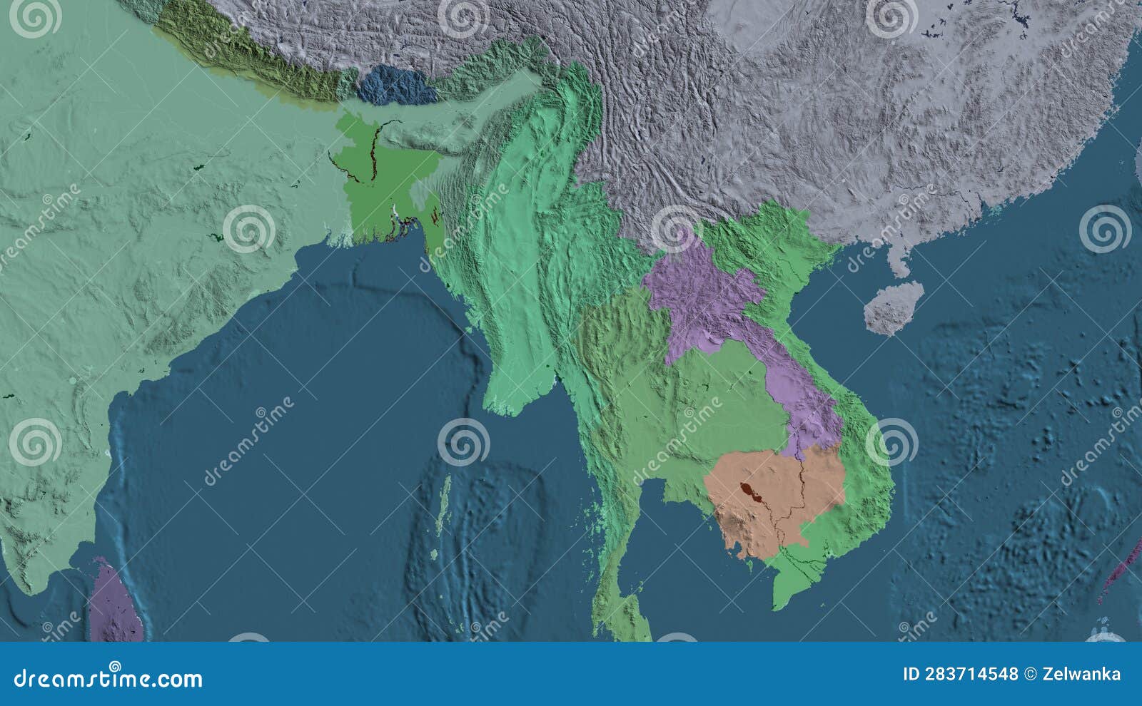 Myanmar Area. Administrative Map Stock Illustration - Illustration of ...
