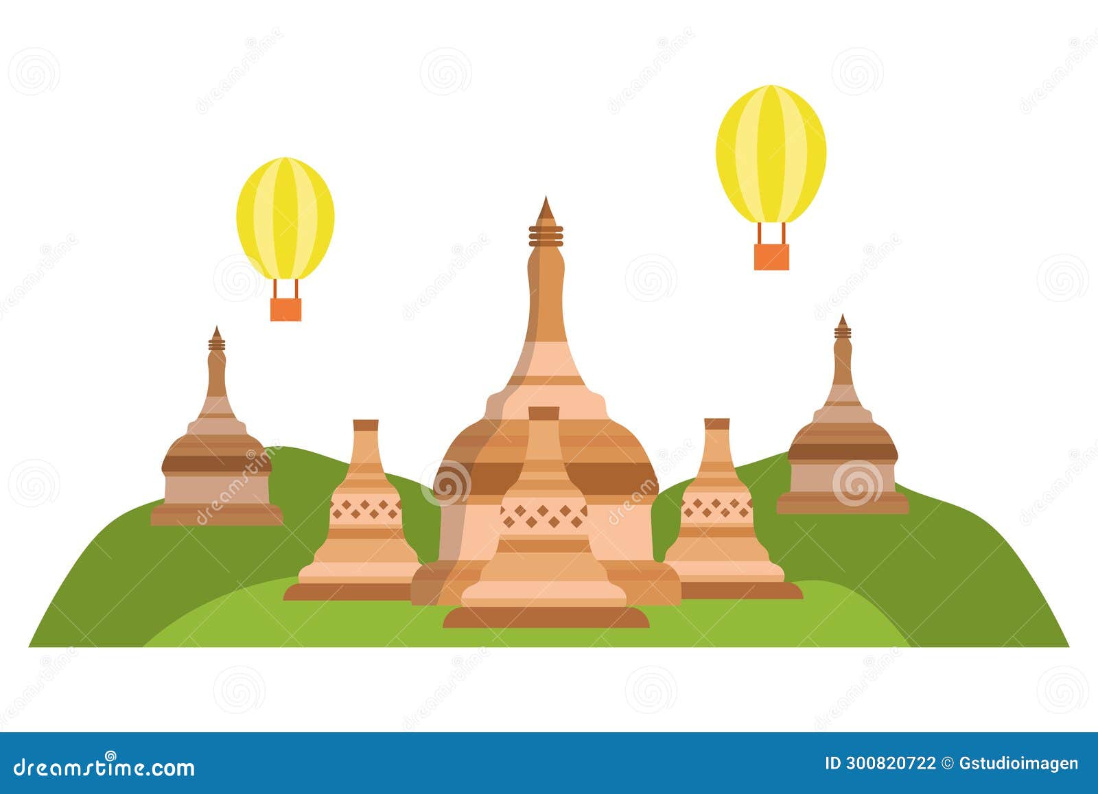 Myanmar bagan temples stock illustration. Illustration of design ...