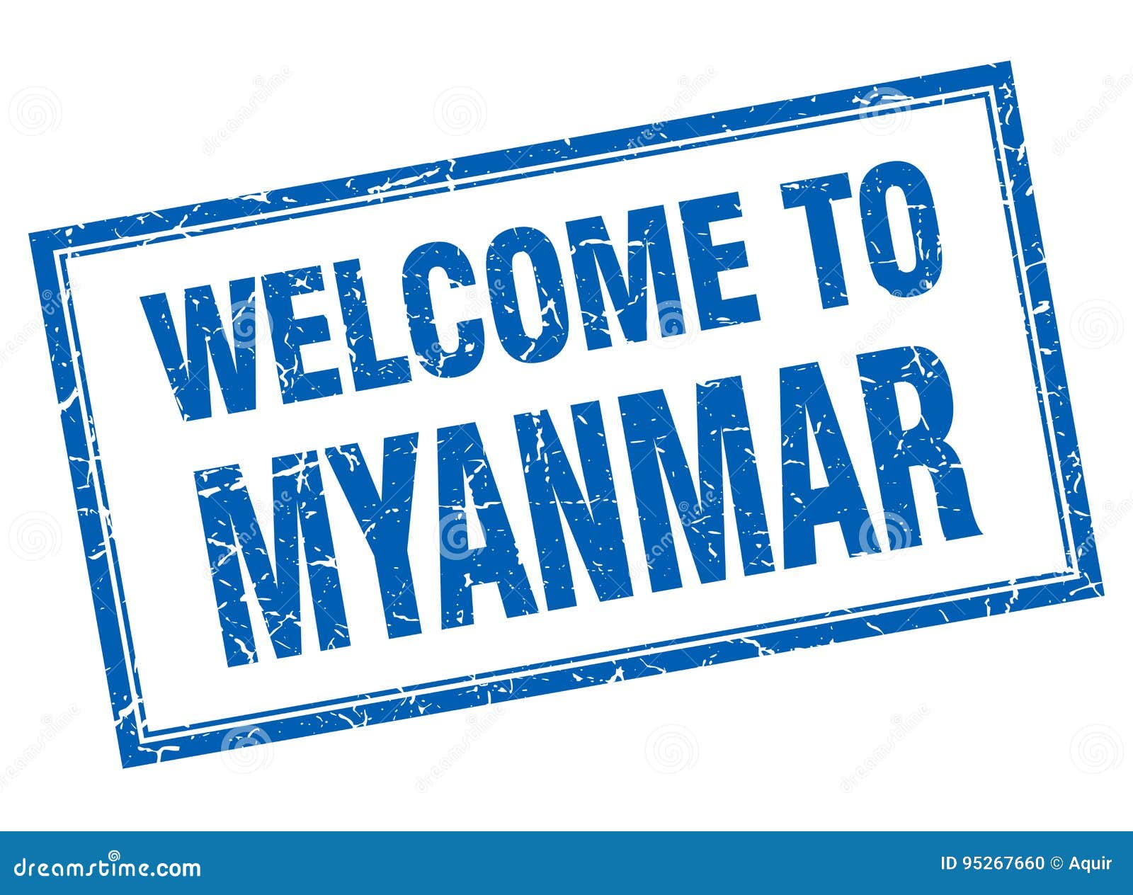 Myanmar Blue Square Grunge Welcome Stamp Stock Vector - Illustration of ...
