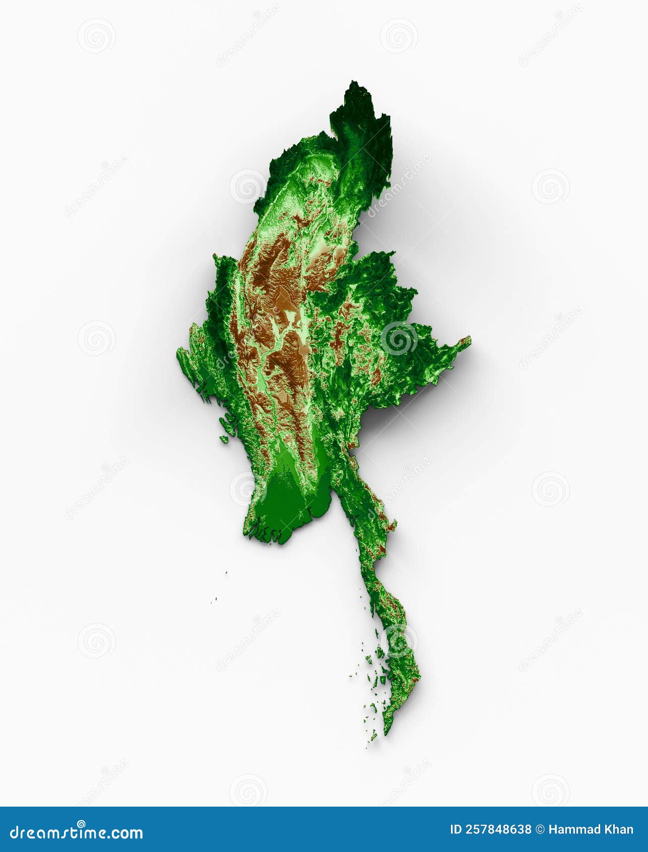 Myanmar Burma Topographic Map 3d Realistic Map Color 3d Illustration ...