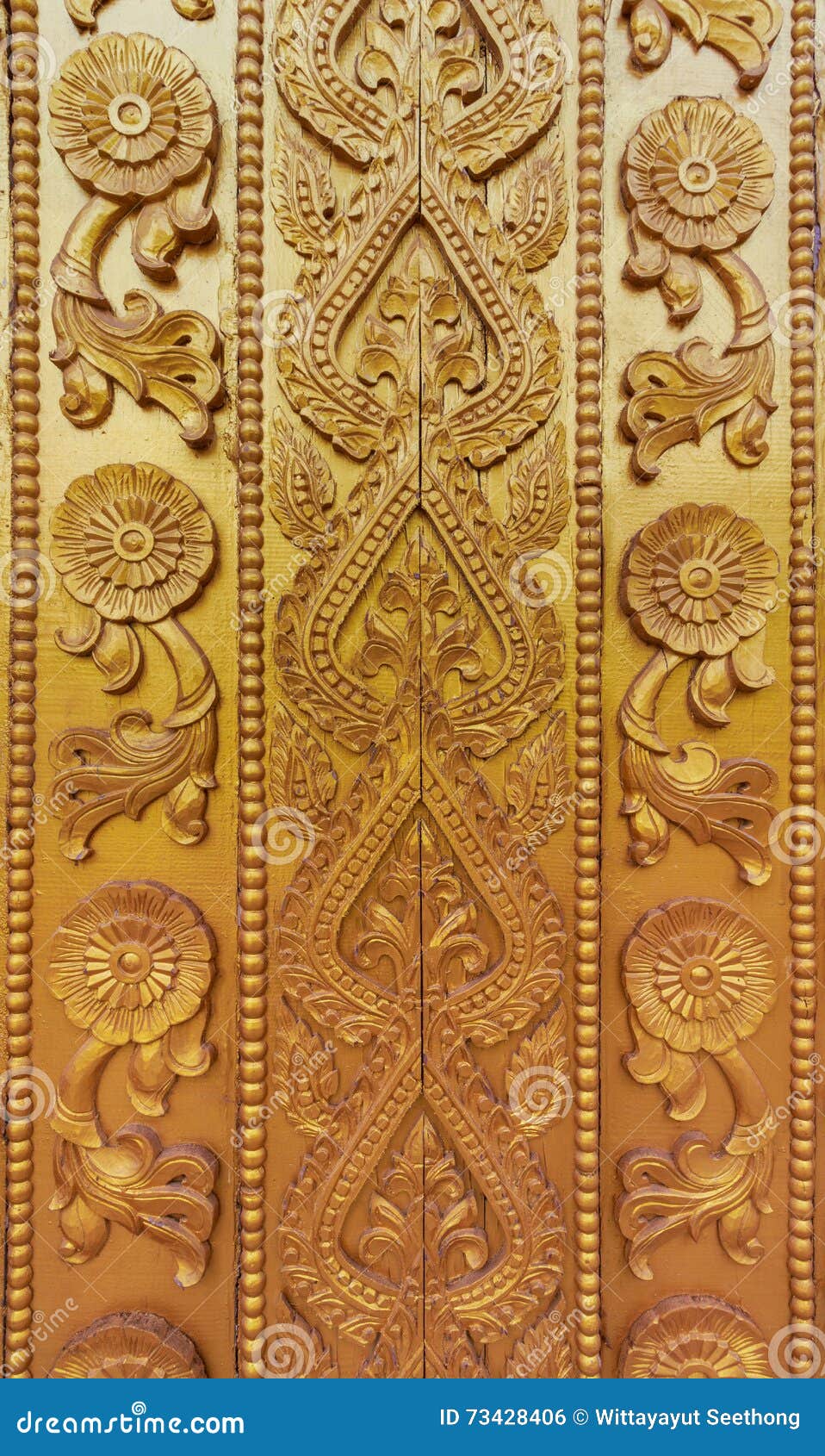 Myanmar Carving on Golden Wall. Stock Photo - Image of religion, flower ...