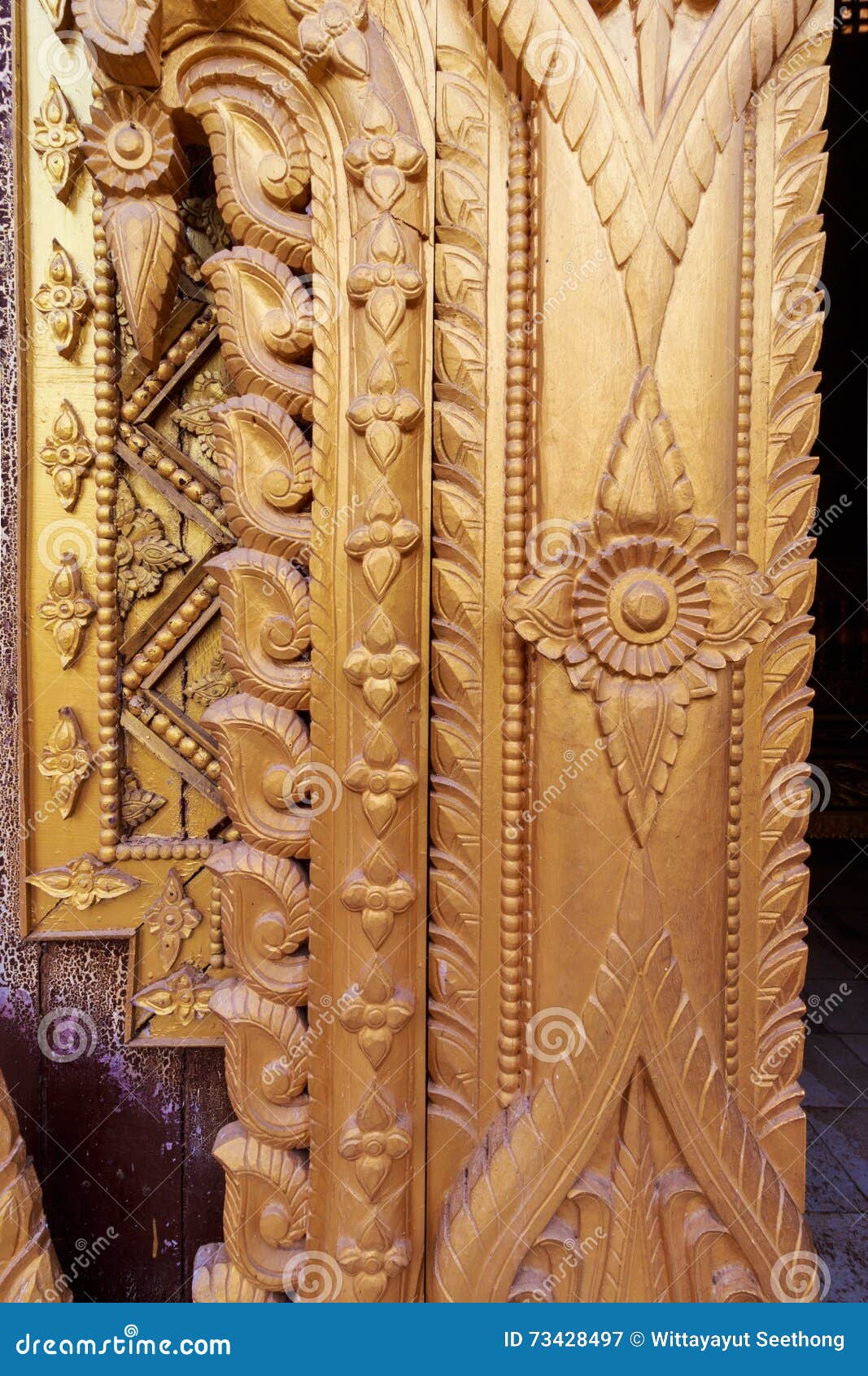 Myanmar Carving on Golden Wall. Stock Image - Image of myanmar, pattern ...