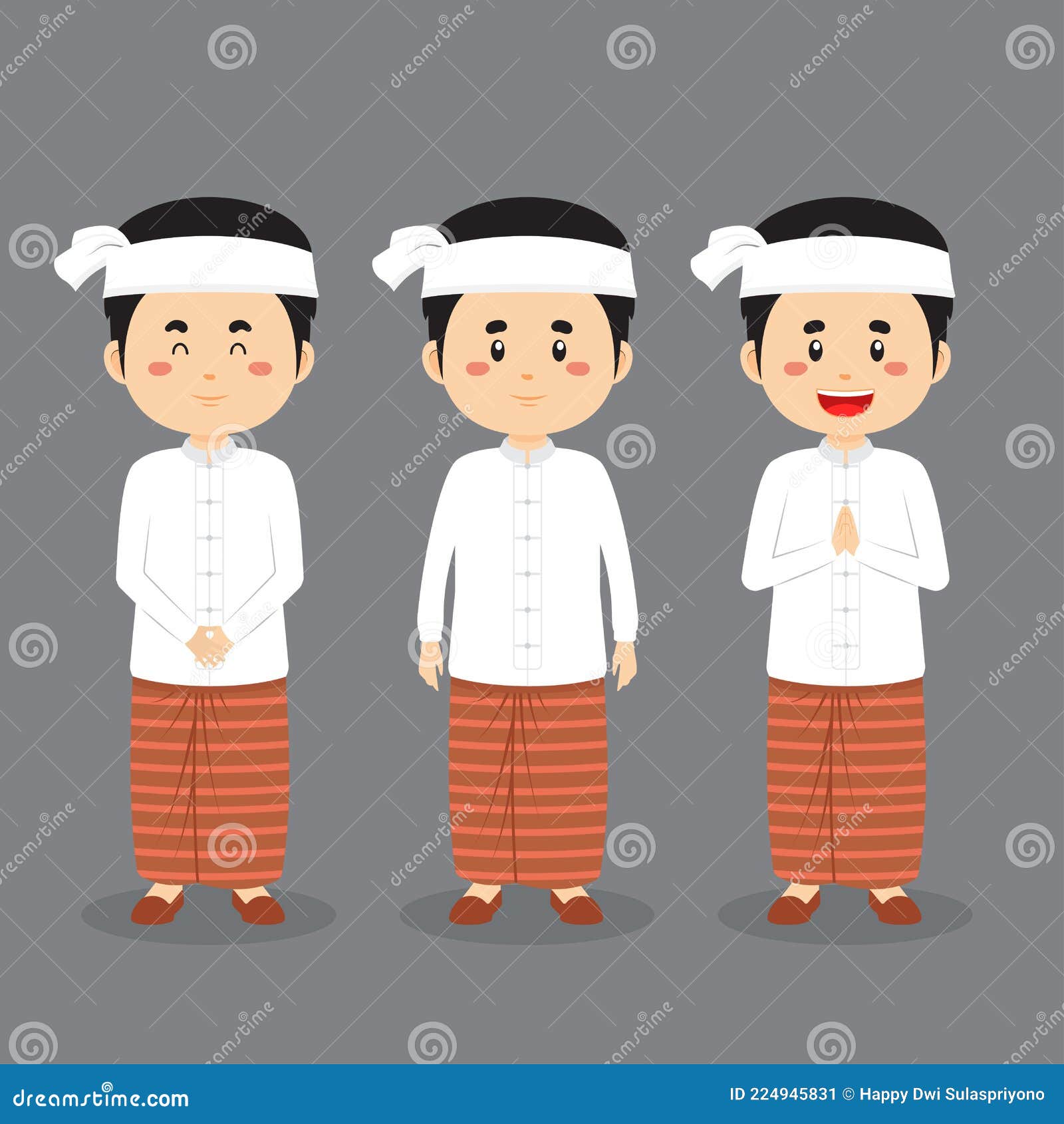 Myanmar Character with Various Expression Stock Vector - Illustration ...