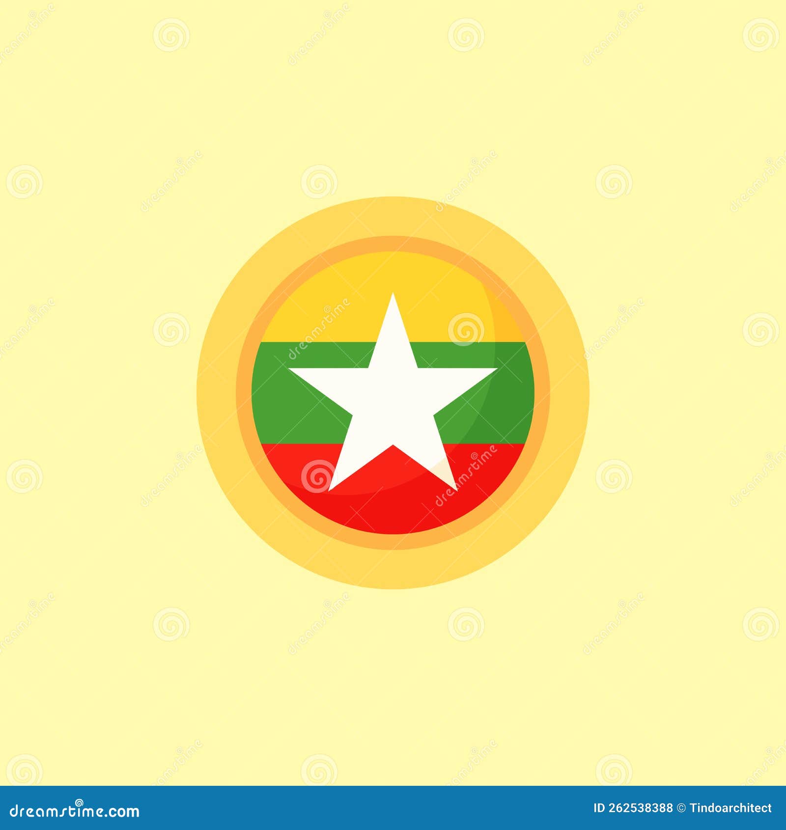 Myanmar - Circular Flag stock vector. Illustration of golden - 262538388
