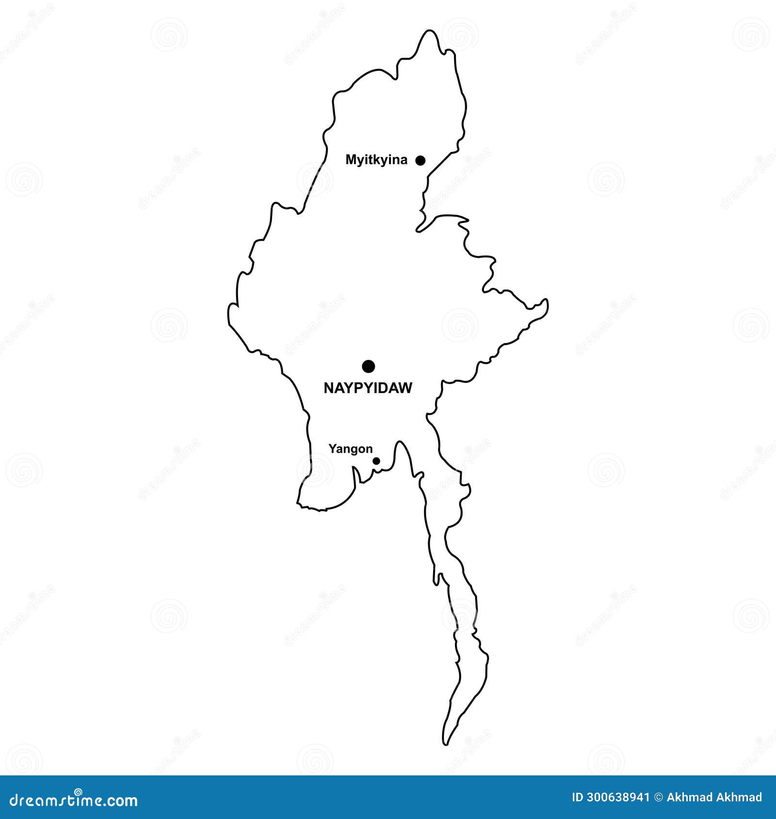 Myanmar Country Map Cartoon Vector | CartoonDealer.com #89068109