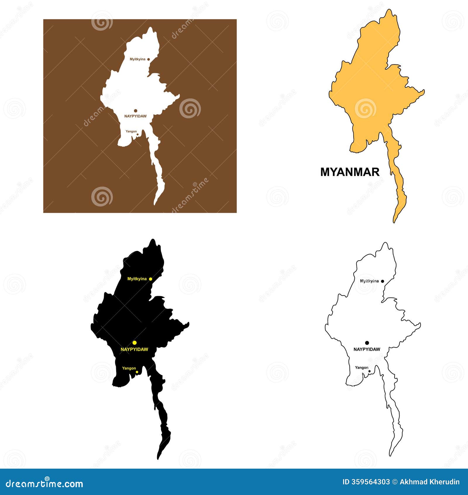 Myanmar country map stock illustration. Illustration of symbol - 359564303