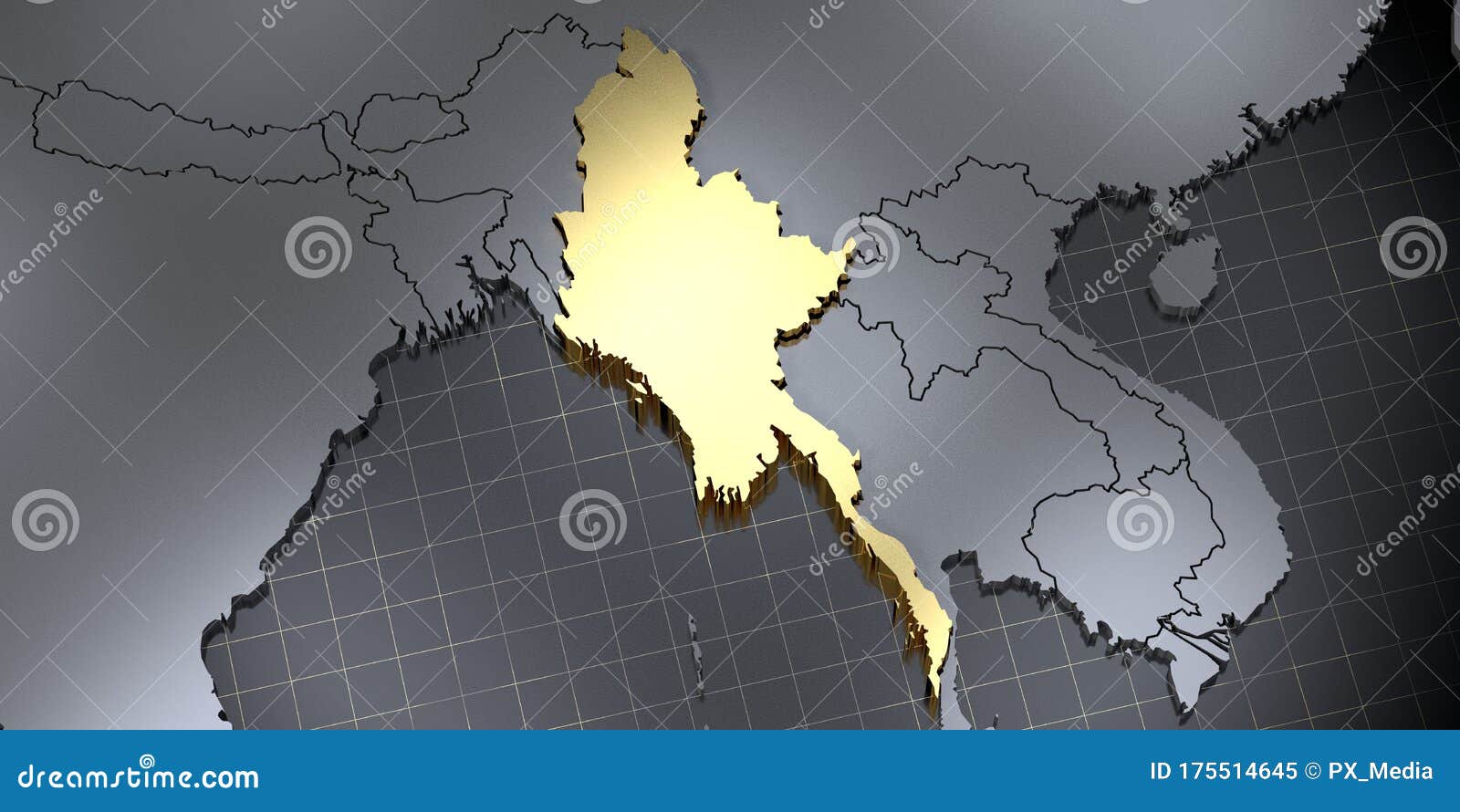Myanmar - Country Shape - 3D Illustration Stock Illustration ...