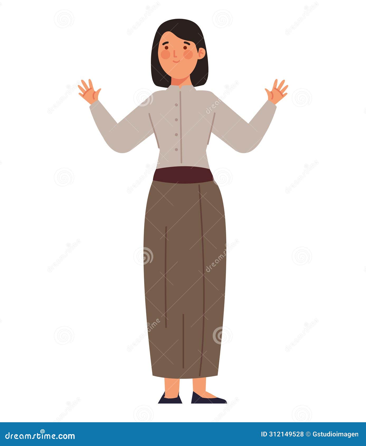 Myanmar female isolated stock vector. Illustration of costume - 312149528