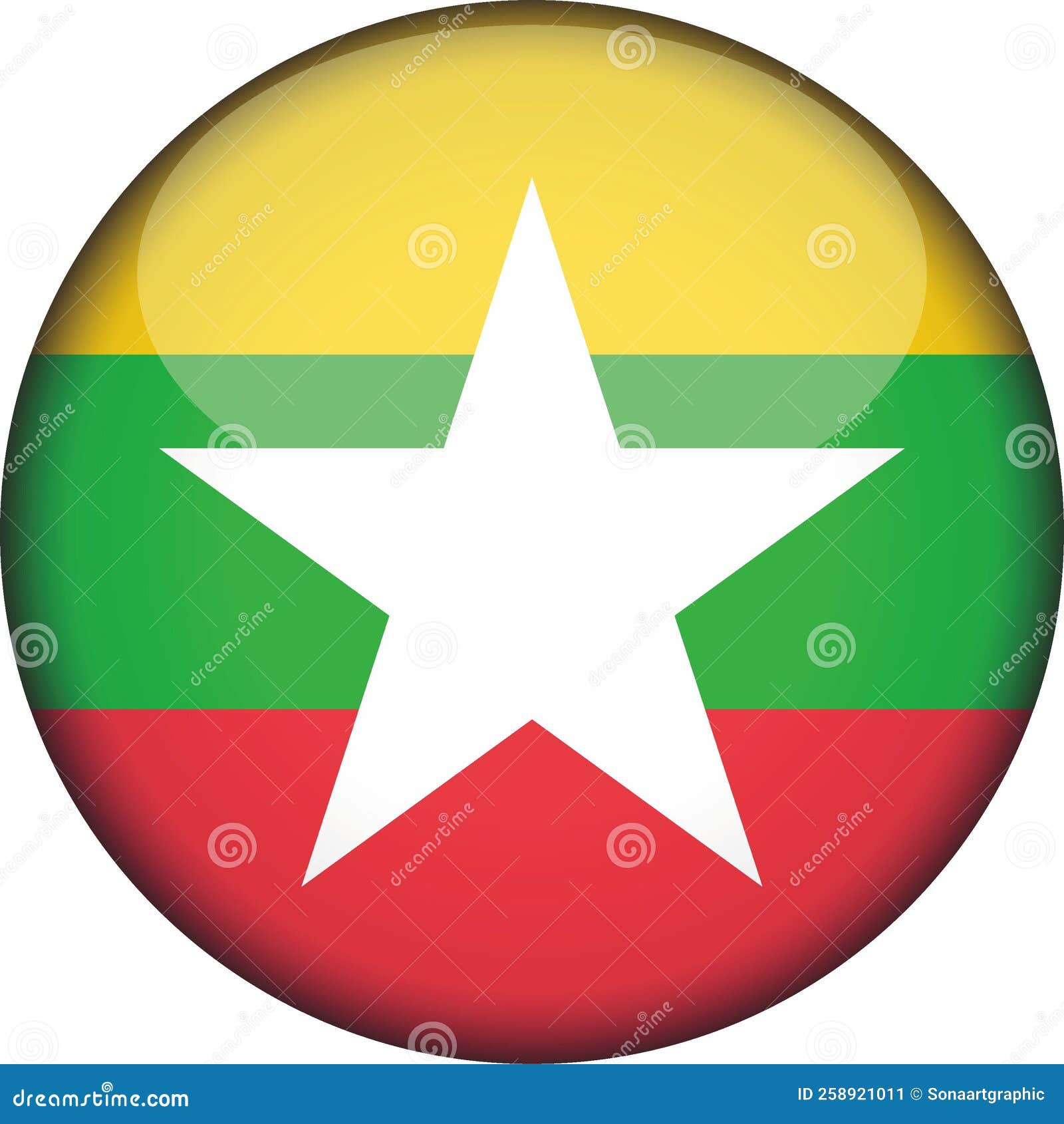 Myanmar Flag 3d Round Style Vector Eps File Stock Vector - Illustration ...