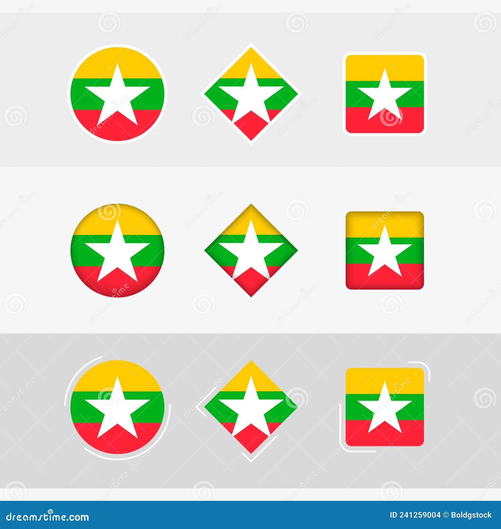 Myanmar Icons Set Outline Vector. Burma Yangon | CartoonDealer.com ...