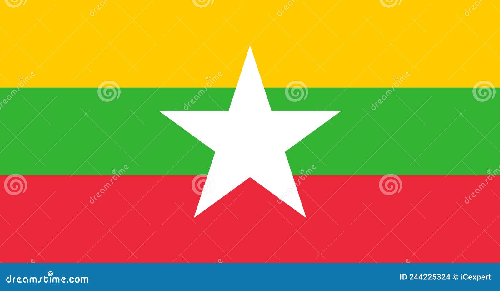 Myanmar Flag with Original RGB Color Vector Illustration Stock Vector ...