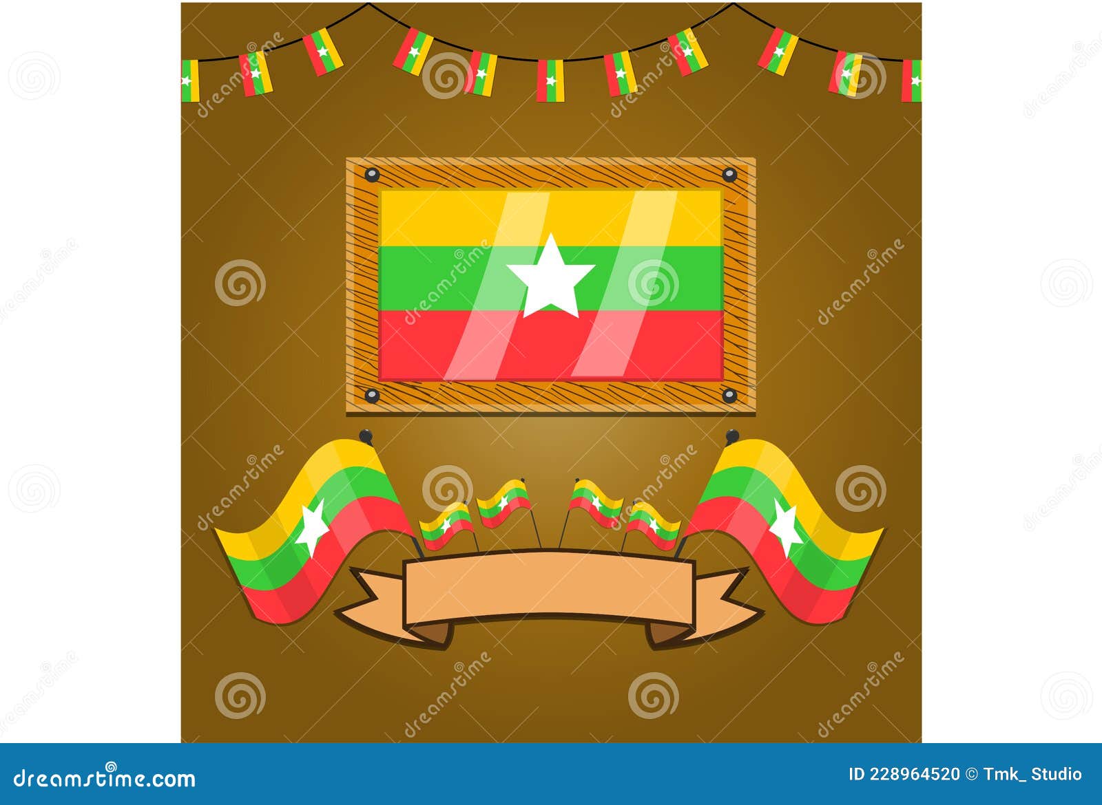 Myanmar Flags on Frame Wood, Label Stock Vector - Illustration of ...
