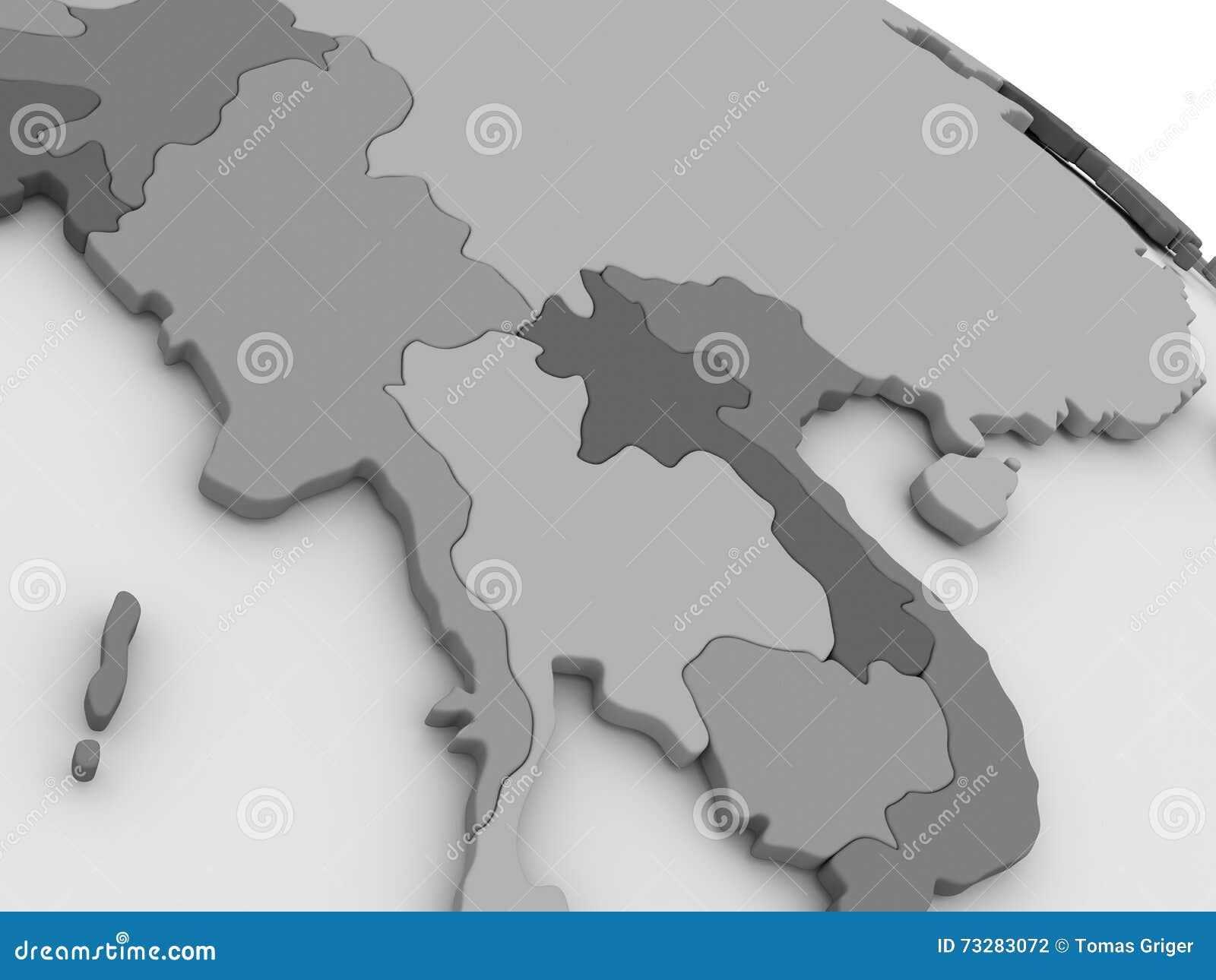 Myanmar on grey 3D map stock illustration. Illustration of concept ...
