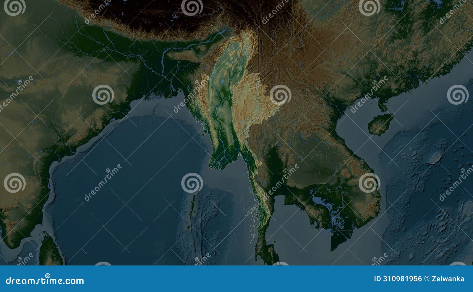 Myanmar Highlighted. Physical Stock Illustration - Illustration of ...