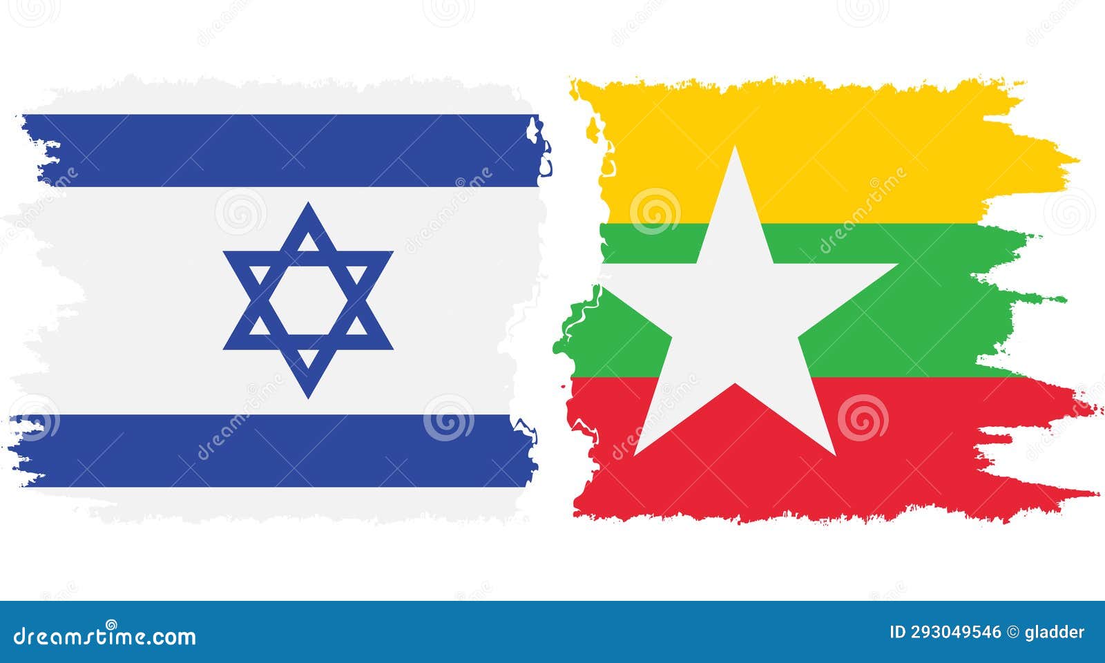 Myanmar and Israel Grunge Flags Connection Vector Stock Vector ...