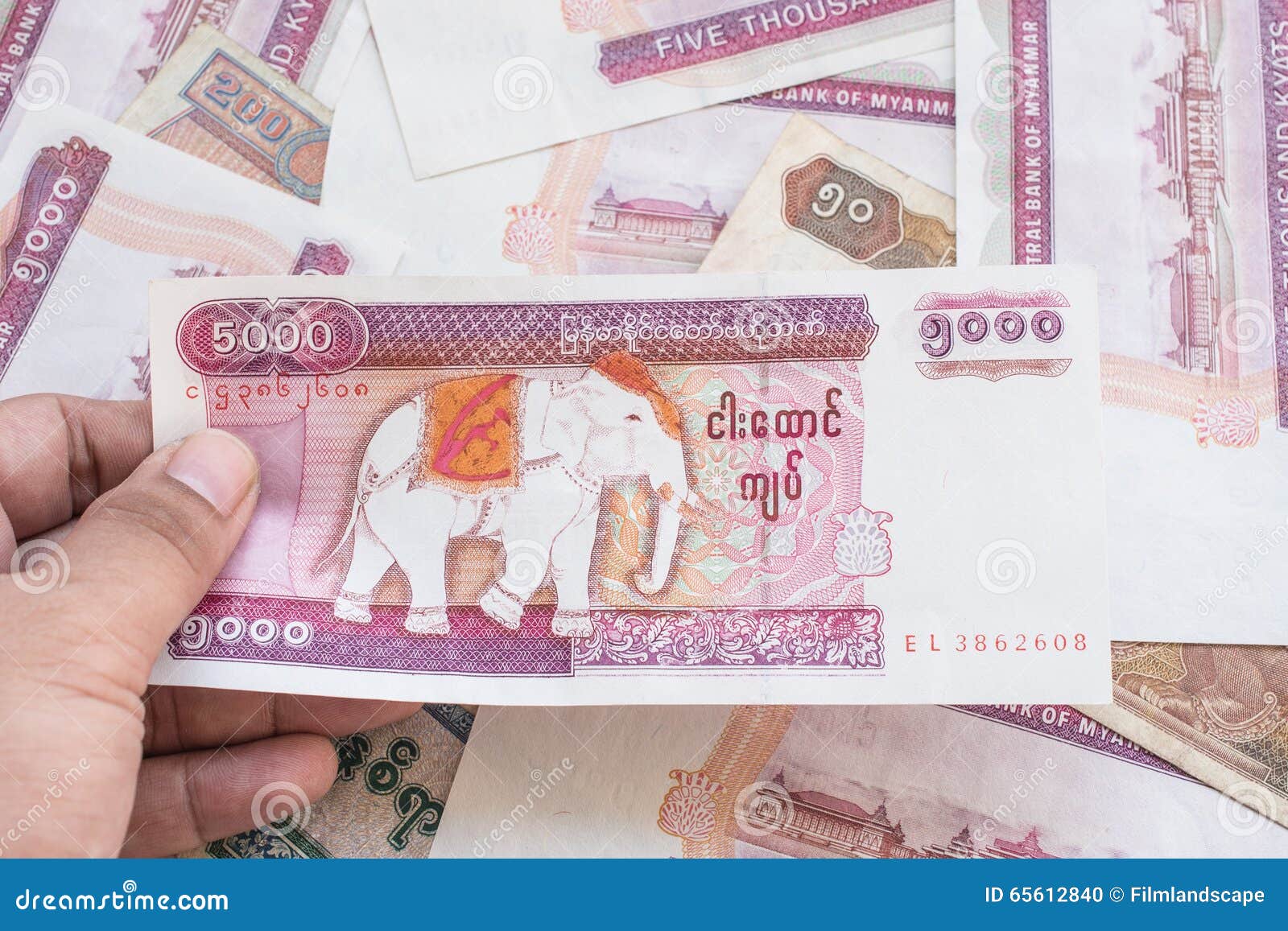 Myanmar kyat banknote stock photo. Image of earning, burma - 65612840