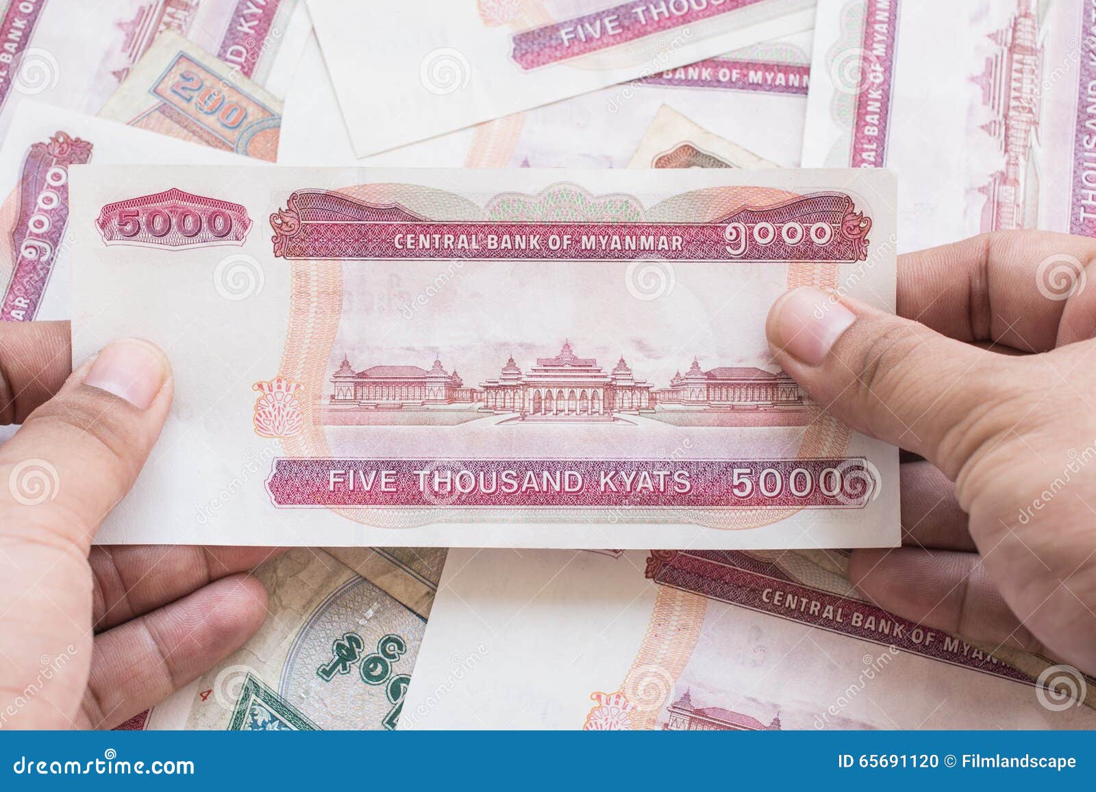 Myanmar kyat banknote stock photo. Image of debt, asian - 65691120