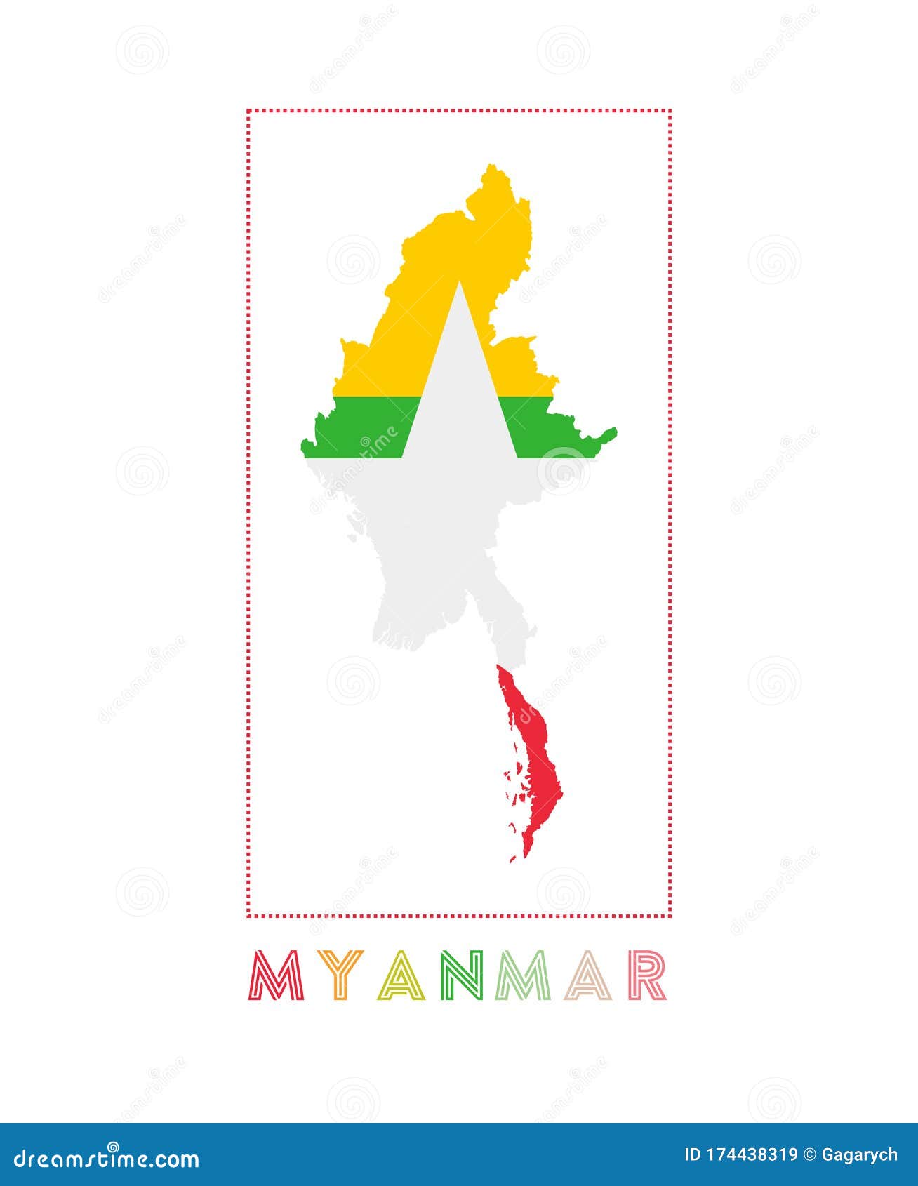 Myanmar Logo. Map of Myanmar with Country Name. Stock Vector ...
