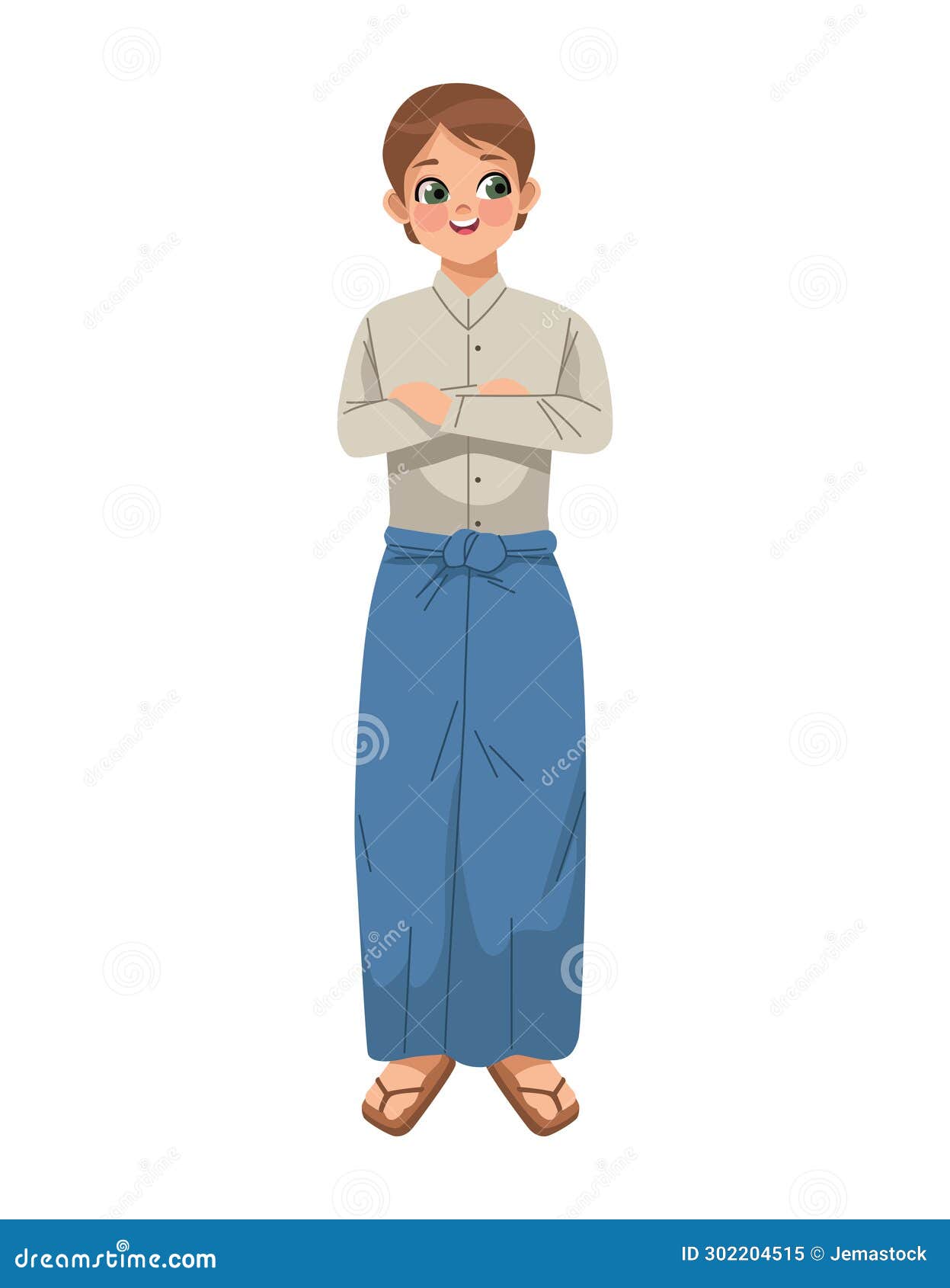 Myanmar man character stock illustration. Illustration of young - 302204515