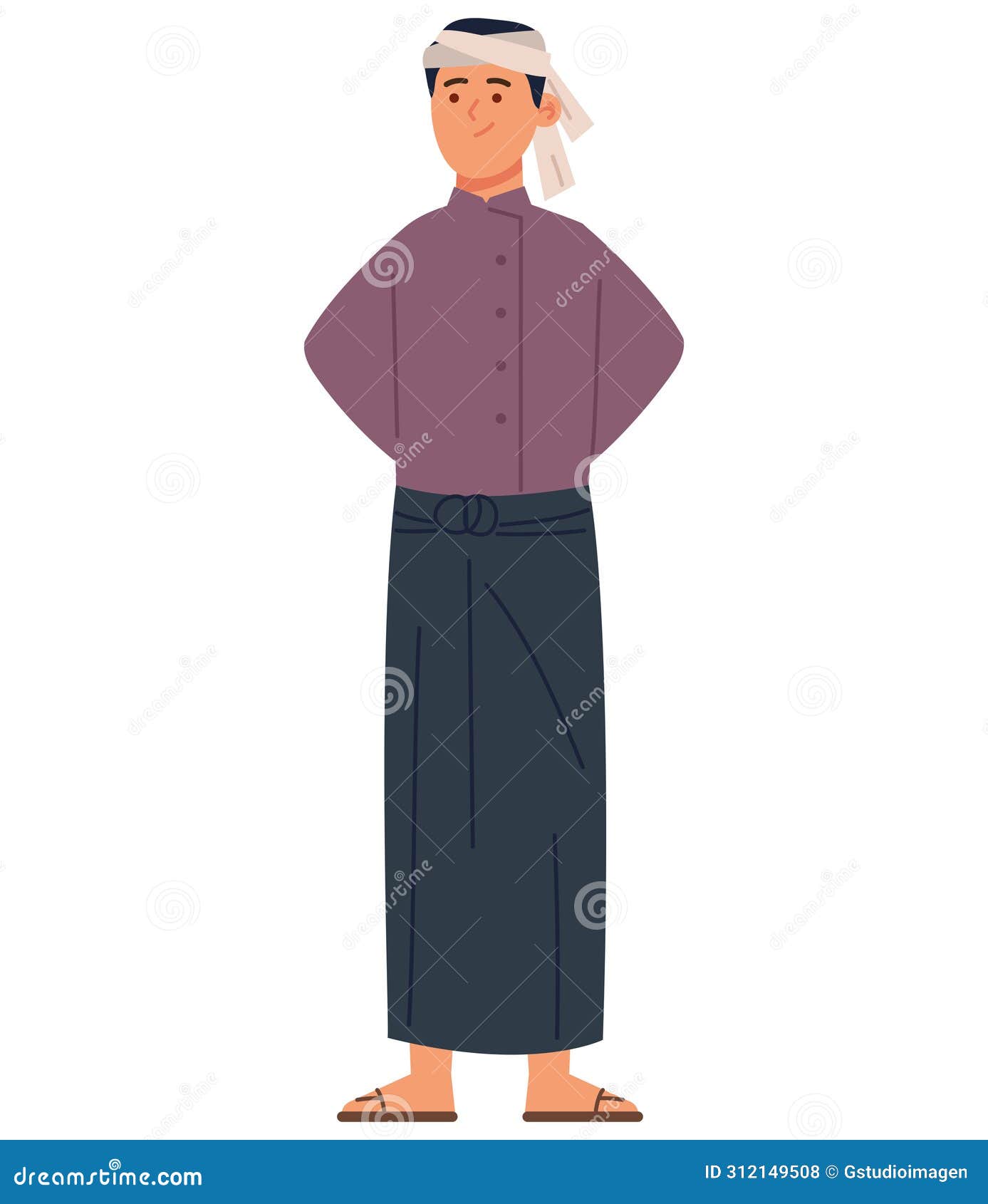 Myanmar man standing stock vector. Illustration of clothes - 312149508