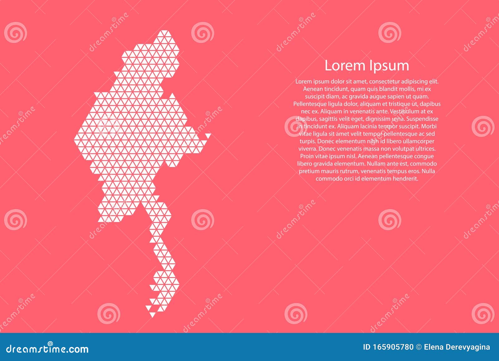 Myanmar Map Abstract Schematic from White Triangles Repeating Pattern ...