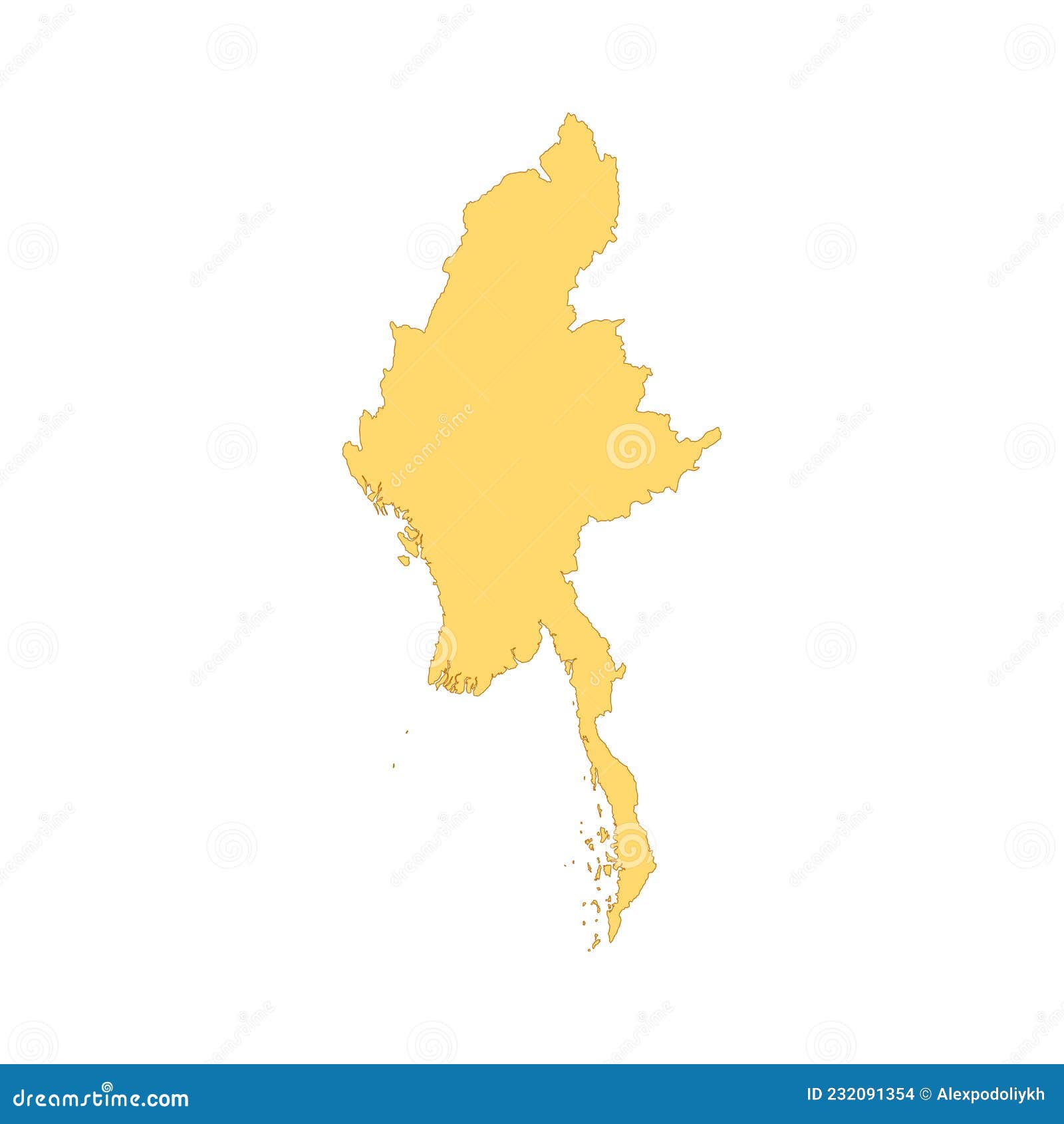 Myanmar Map Color Line Element. Border of the Country Stock Vector ...