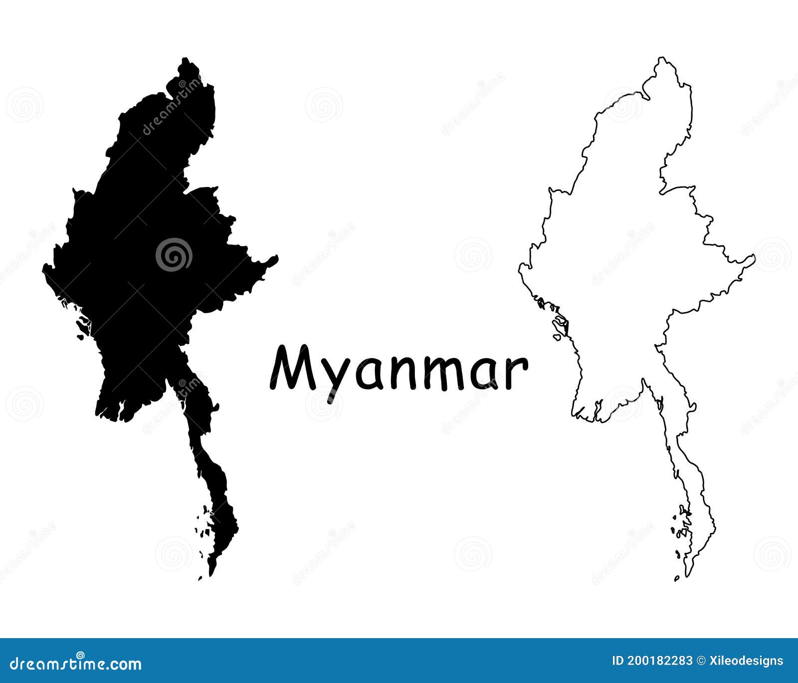 Myanmar Country Detailed Editable Map Vector Illustration ...