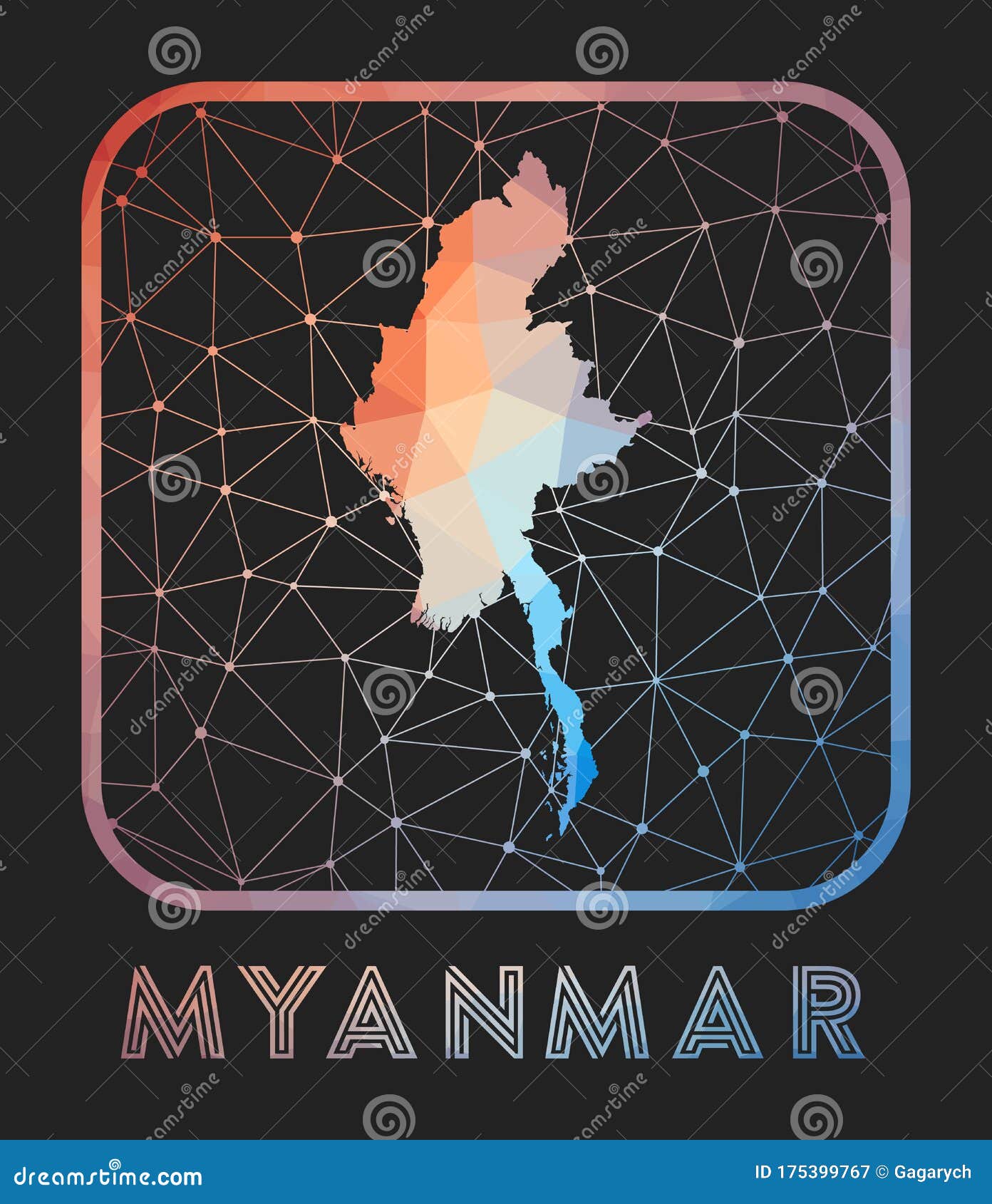 Myanmar map design. stock vector. Illustration of polygon - 175399767