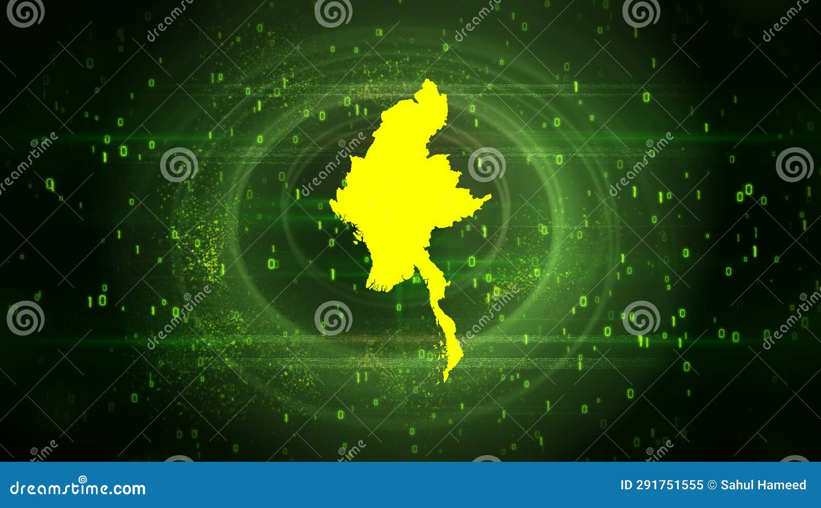 Myanmar Map on Digital Background Stock Illustration - Illustration of ...
