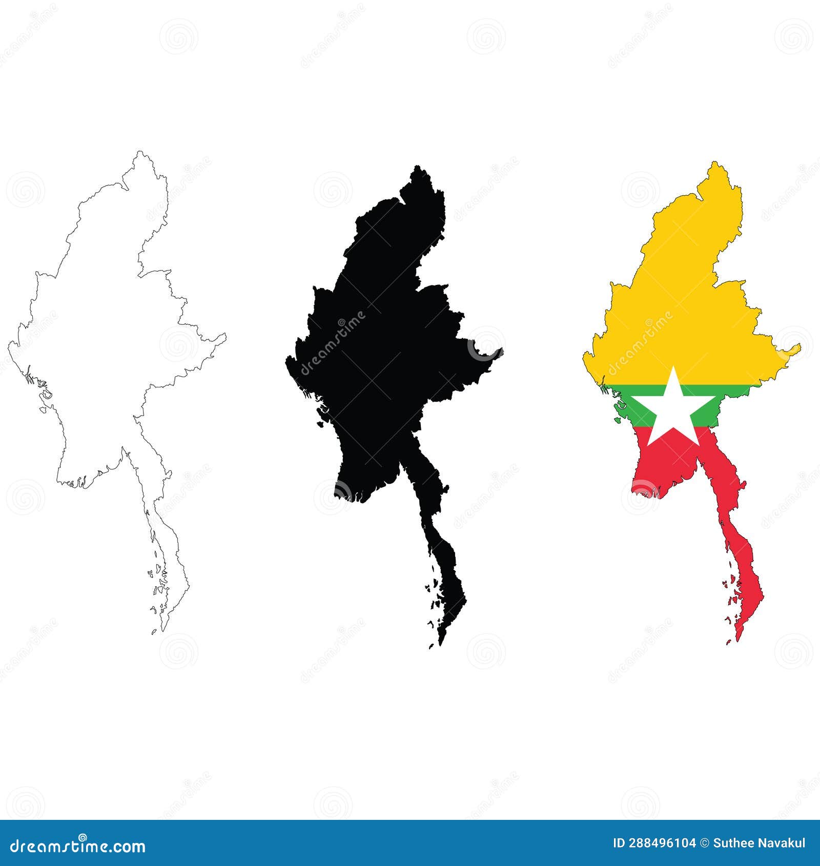 Myanmar Map Flag Map. Outline Map of Myanmar Sign. Myanmar Map Icon ...