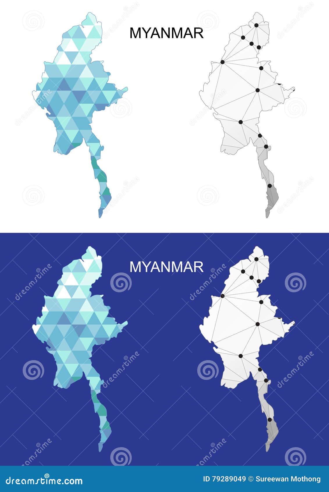 Myanmar Map in Geometric Polygonal Style. Abstract Gems Triangle. Stock ...
