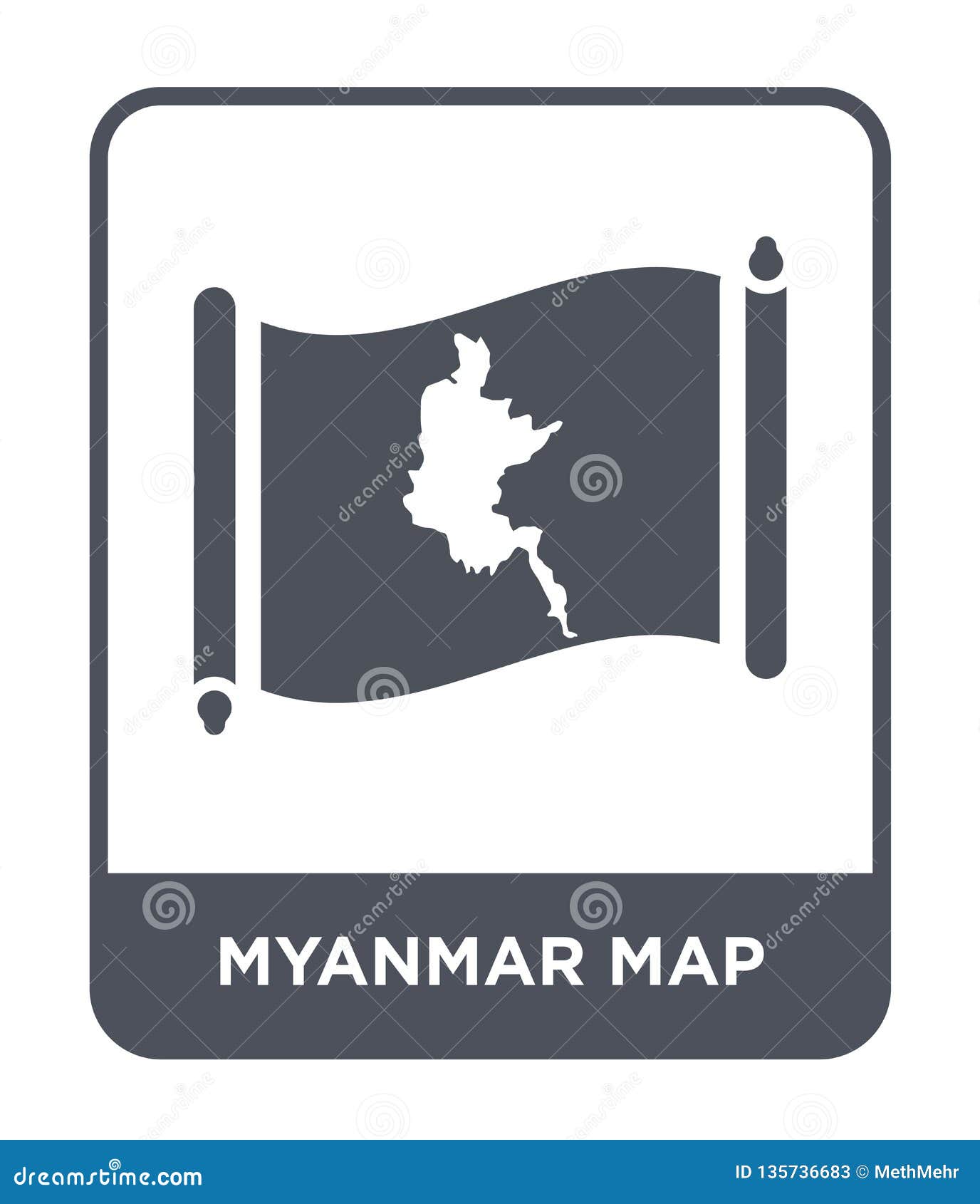 Myanmar Map Icon in Trendy Design Style. Myanmar Map Icon Isolated on ...