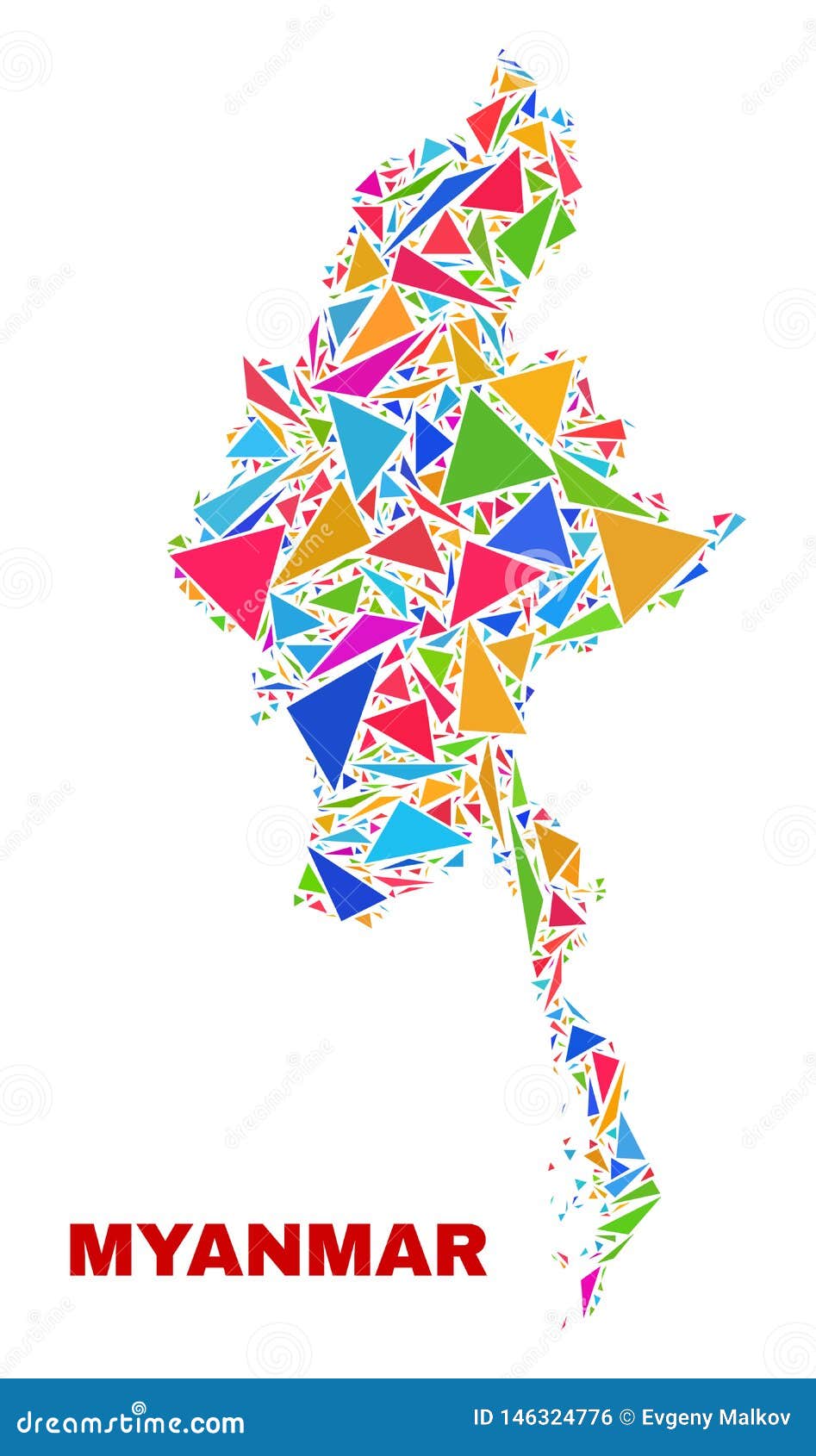Myanmar Map - Mosaic of Color Triangles Stock Vector - Illustration of ...