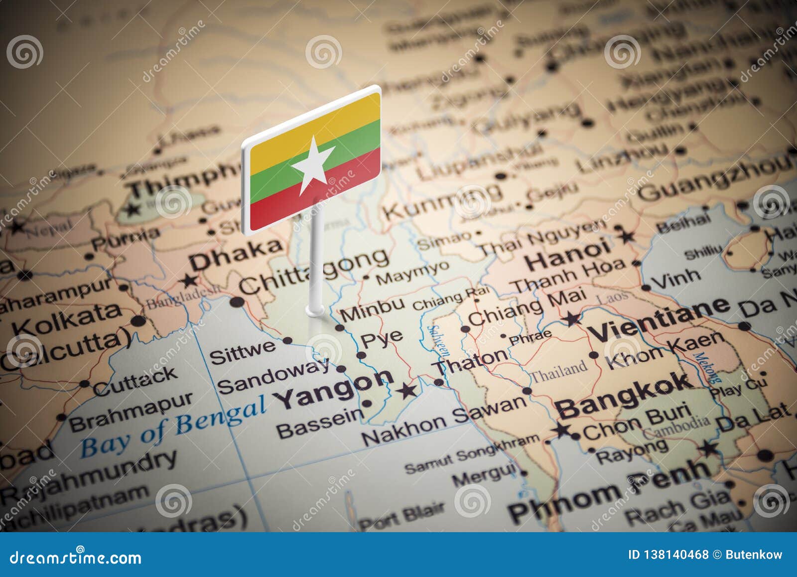 Myanmar Marked with a Flag on the Map Stock Photo - Image of official ... Myanmar Marked with a Flag on the Map Stock Photo - Image of official ...