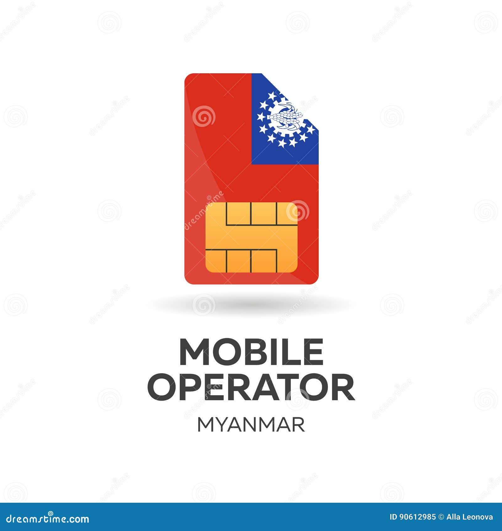 Myanmar Mobile Operator. SIM Card with Flag. Vector Illustration. Stock ...
