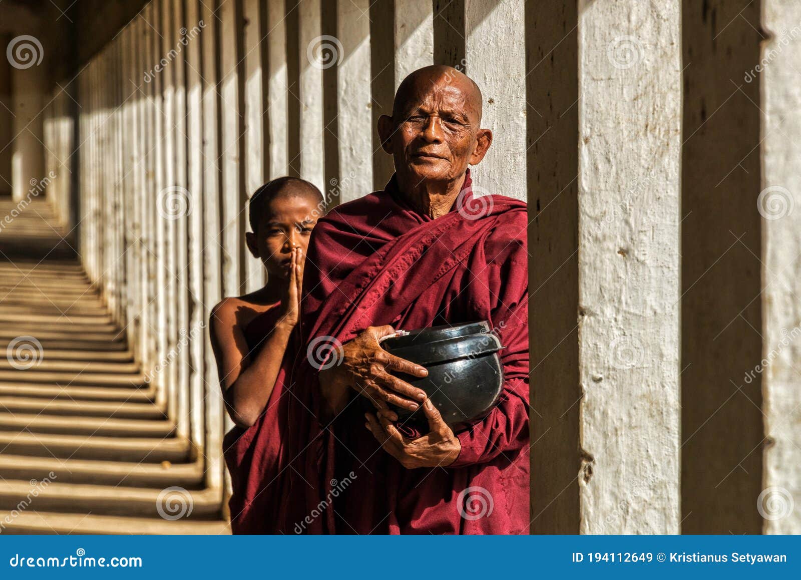 Myanmar Monk and His Disciple Editorial Stock Image - Image of monk ...