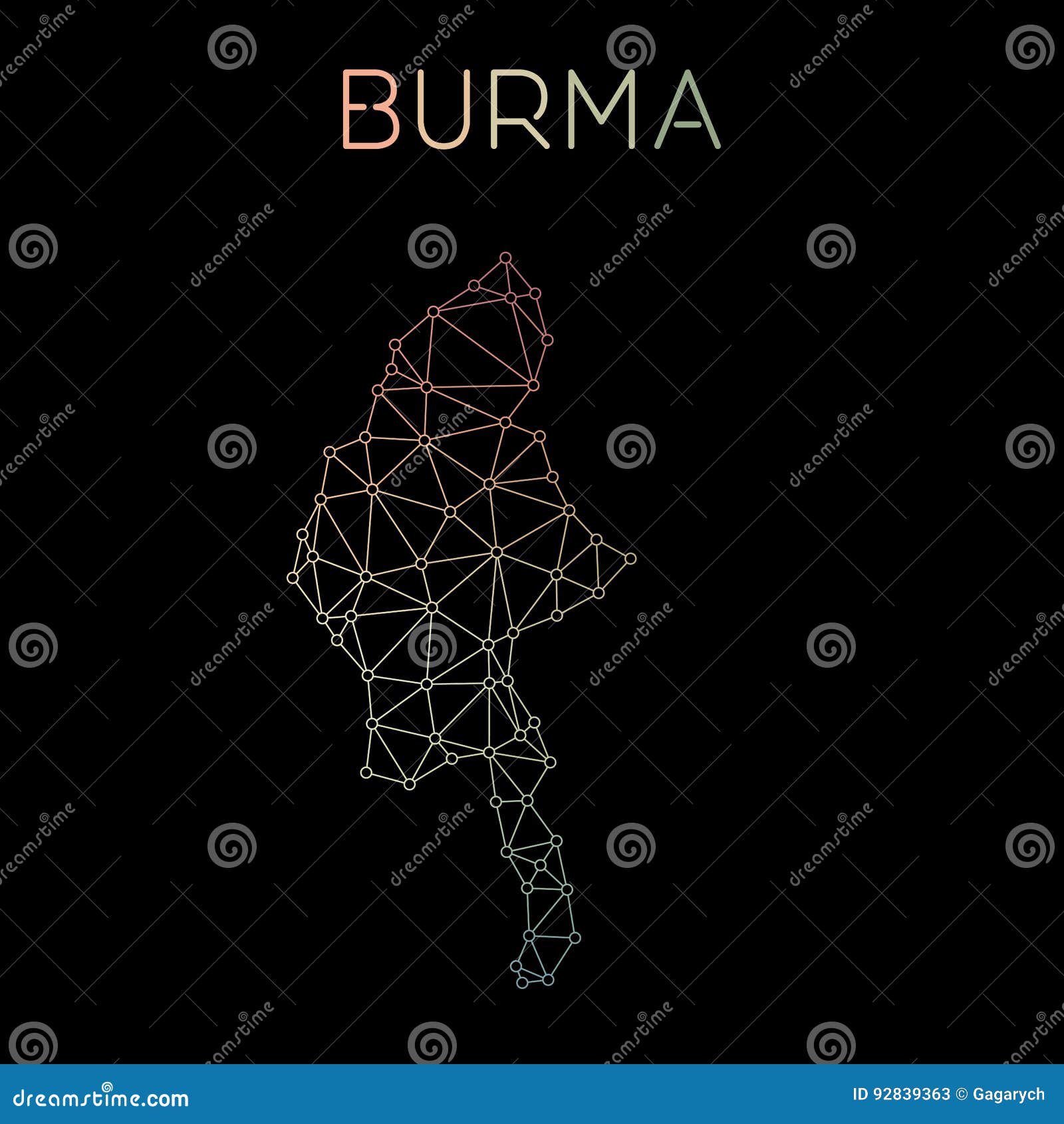 Myanmar network map. stock vector. Illustration of connection - 92839363