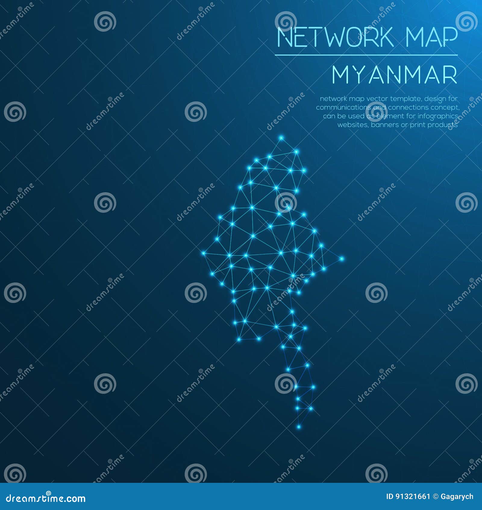 Myanmar network map. stock vector. Illustration of cyberspace - 91321661