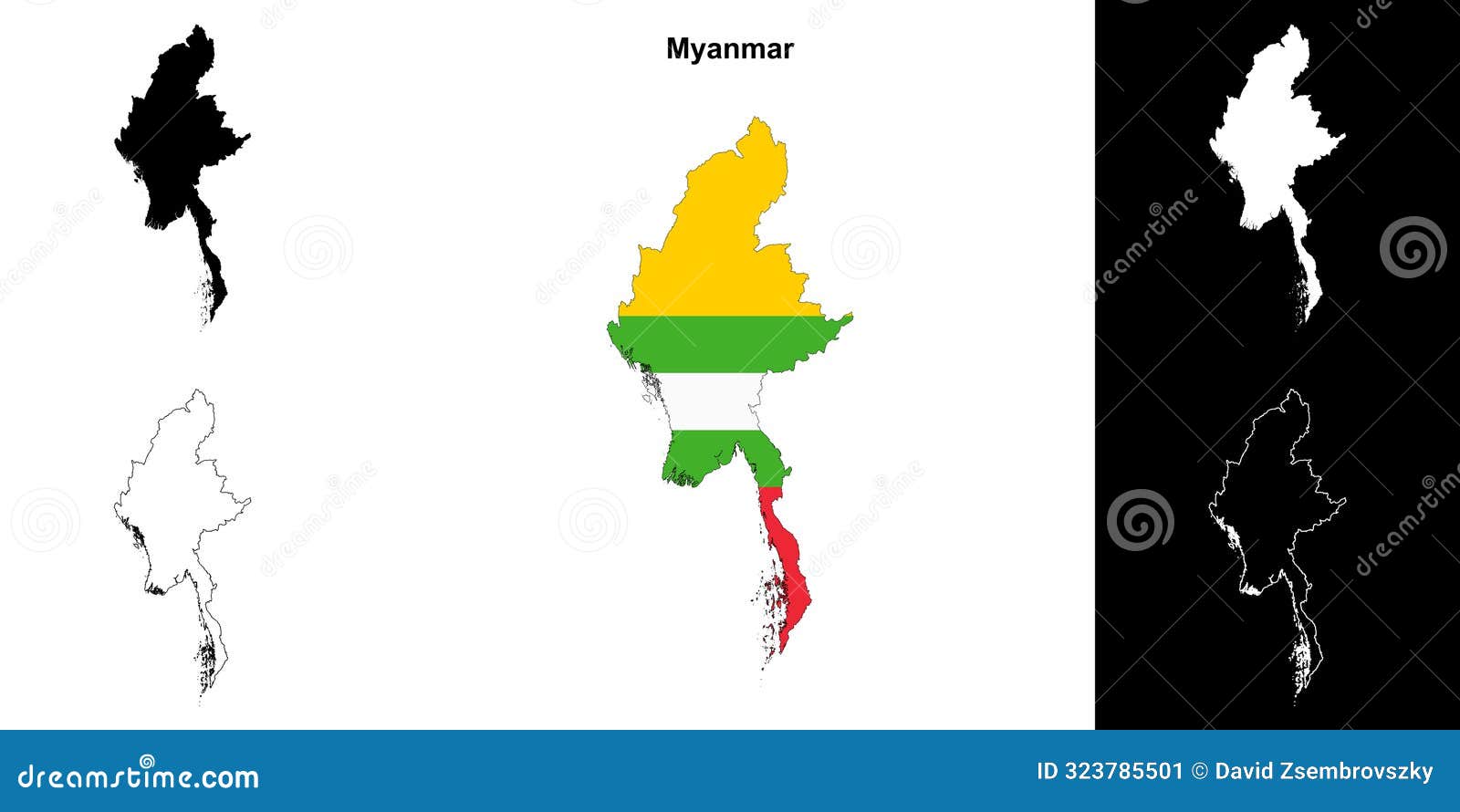 Myanmar outline map stock illustration. Illustration of country - 323785501