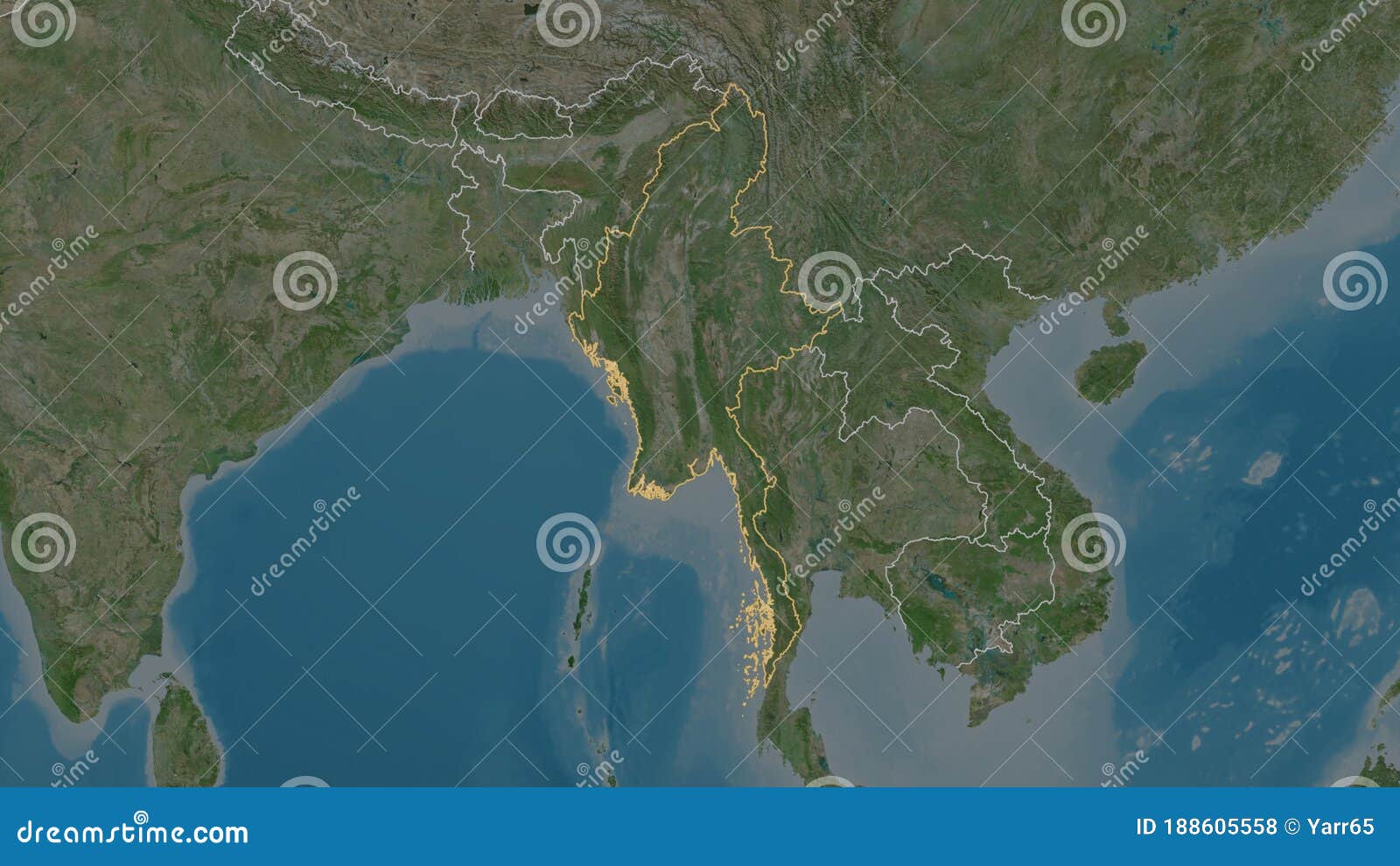 Myanmar - Overview. Satellite Stock Illustration - Illustration of ...