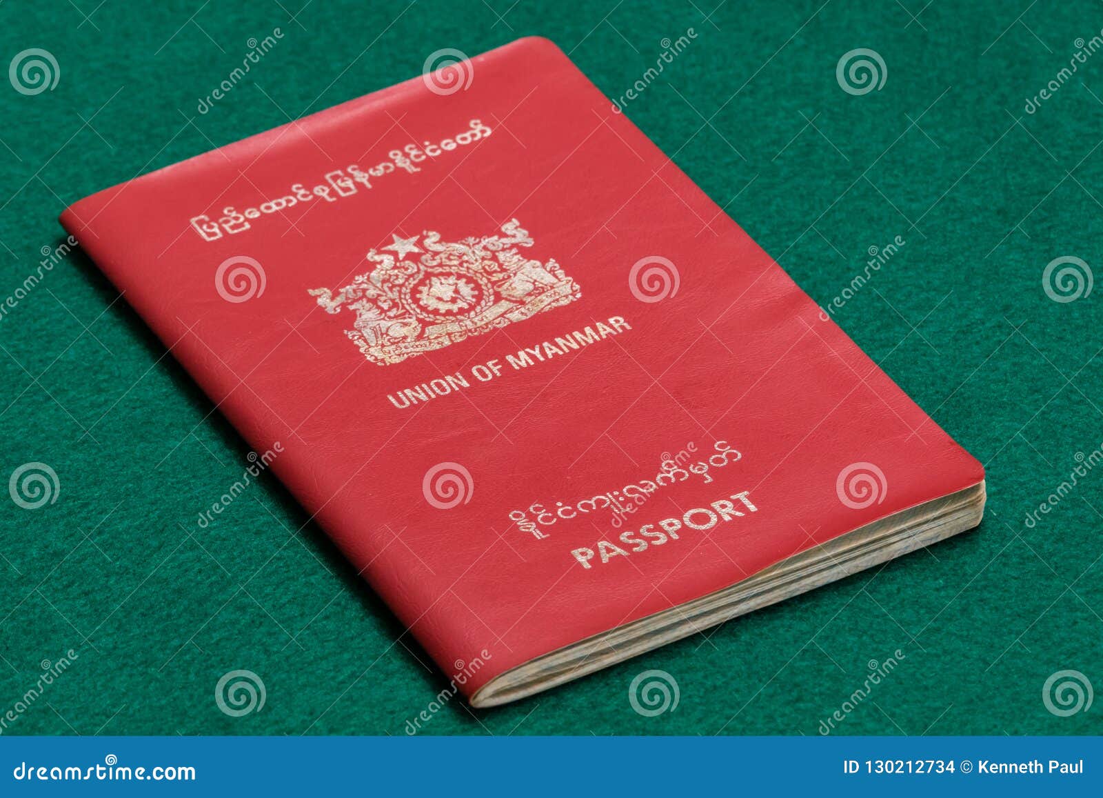 Myanmar Passport on Green Table Stock Photo - Image of concept, burmese ...