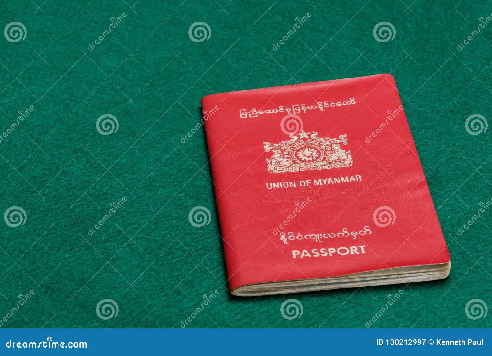 Myanmar Passport on Green Table Stock Image - Image of permit, burmese ...