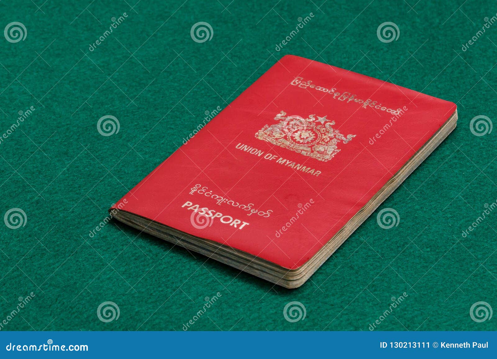 Myanmar Passport on Green Table Stock Image - Image of customs, burmese ...