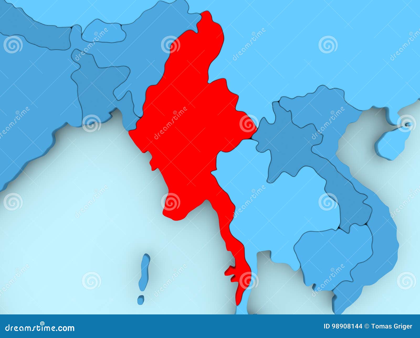 Map of Myanmar stock illustration. Illustration of country - 98908144