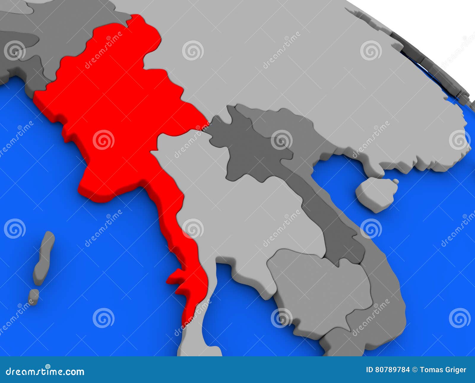 Myanmar in red stock illustration. Illustration of region - 80789784