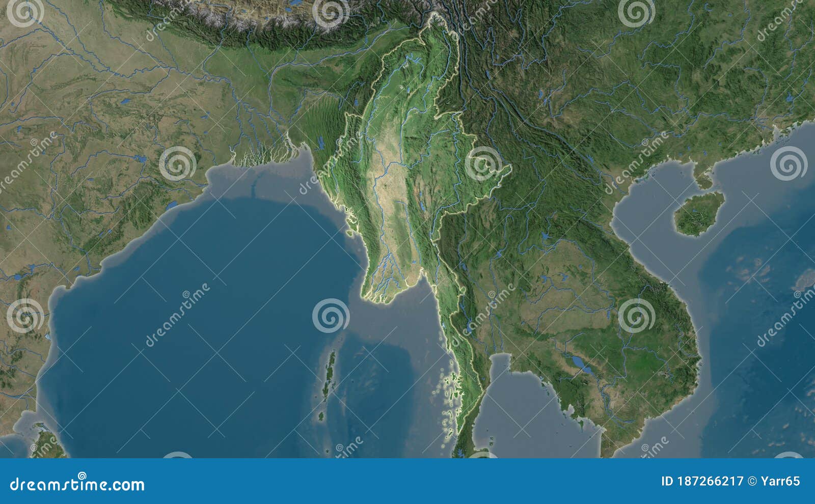 Myanmar - Satellite. Composition Stock Illustration - Illustration of ...